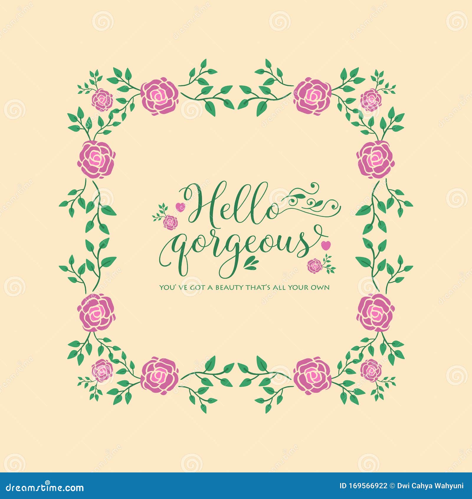 The Hello Gorgeous Card Design, with Antique Pattern of Leaf and Flower ...