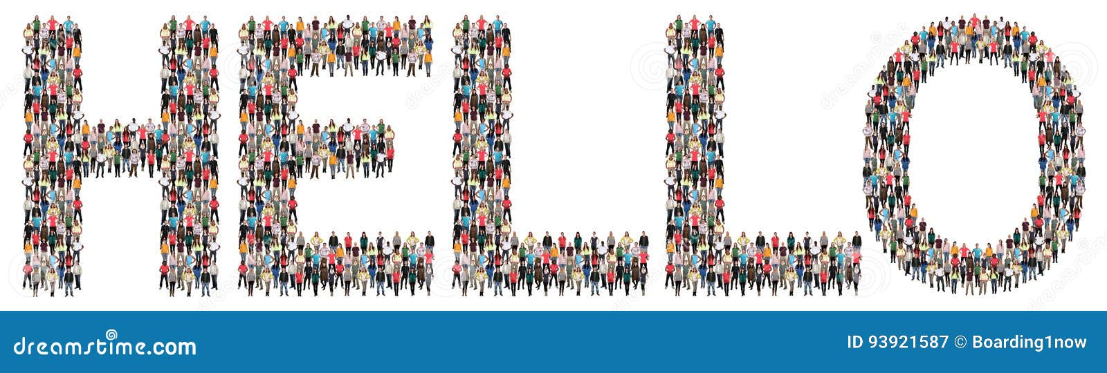 Hello Greeting Multi Ethnic Group of People Stock Image - Image of ...