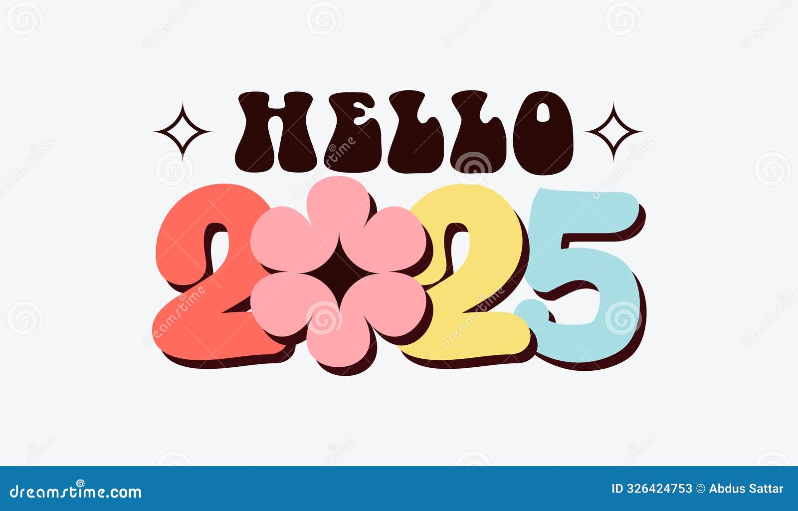 Hello 2025 Groovy Text Effect Vector Illustration Stock Vector ...