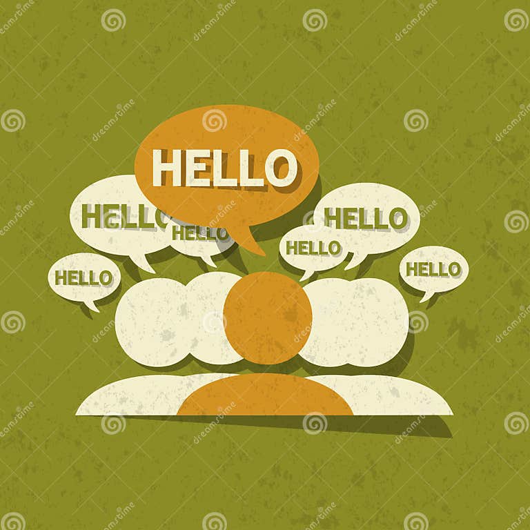 Hello Group with Speech Bubbles Stock Vector - Illustration of english ...