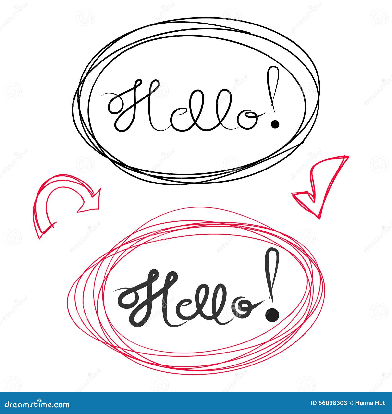 Hello Hand Draw Lettering and Scribble Circles Stock Vector ...