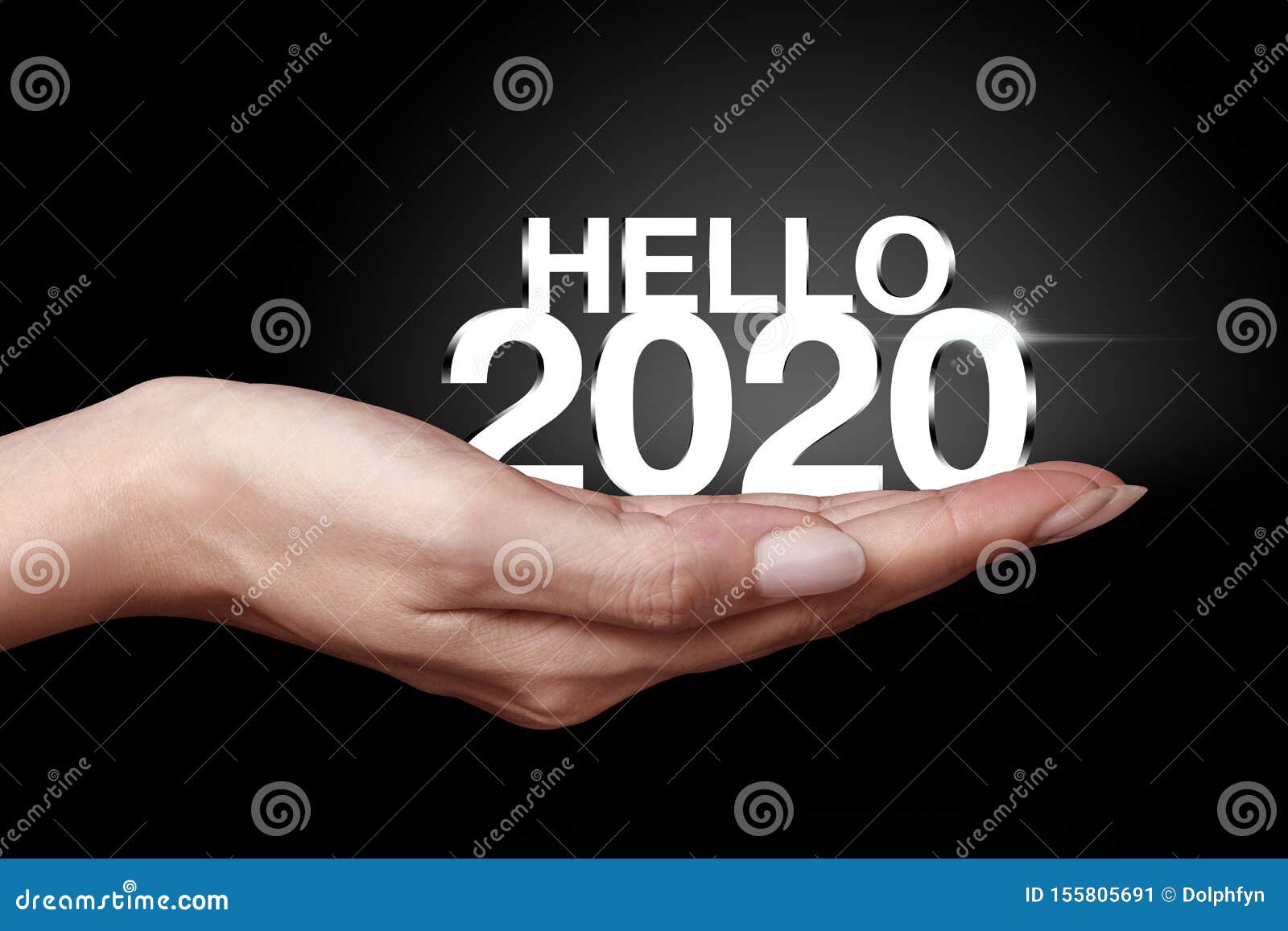 Hello 2020 with hand stock image. Image of holiday, year - 155805691