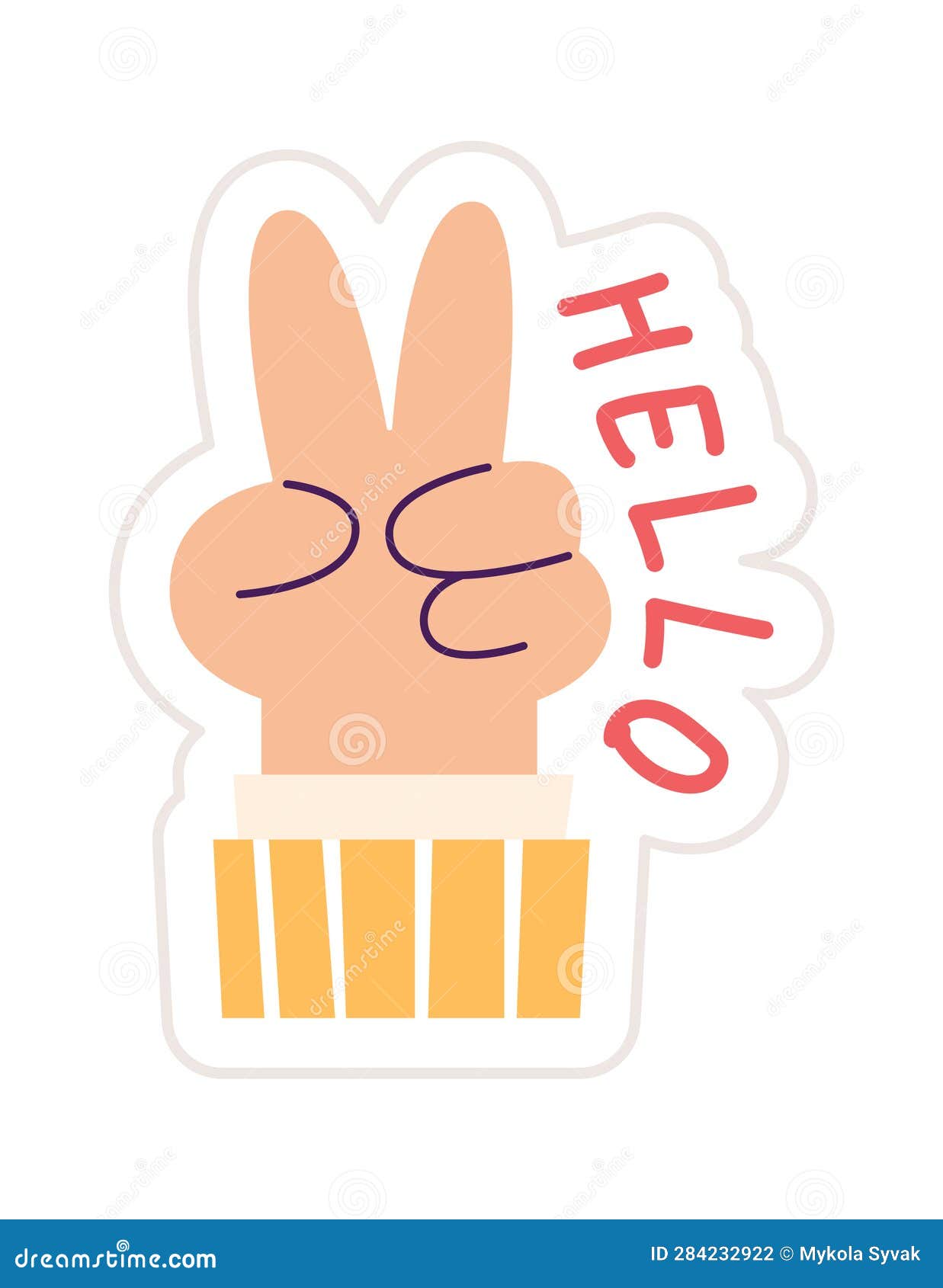 Hello Hand Sticker stock vector. Illustration of shape - 284232922