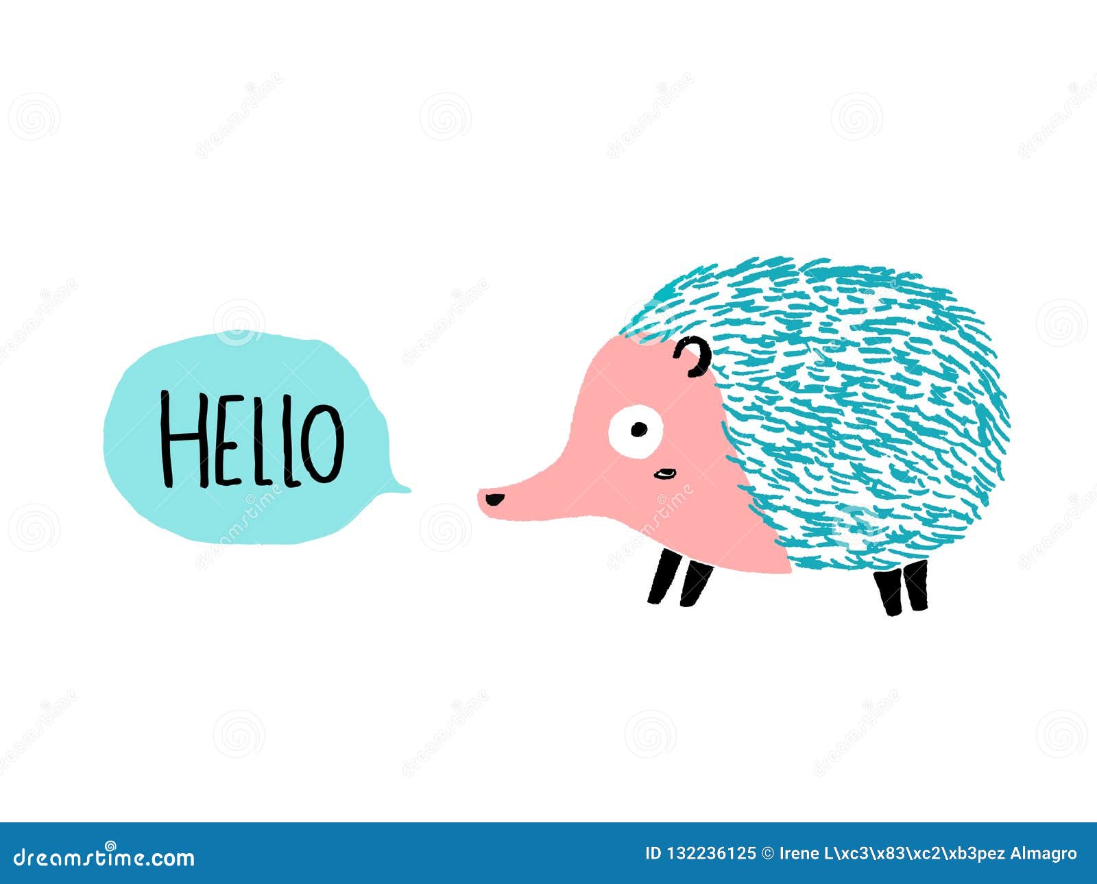 Hello Hedgehog stock vector. Illustration of design - 132236125