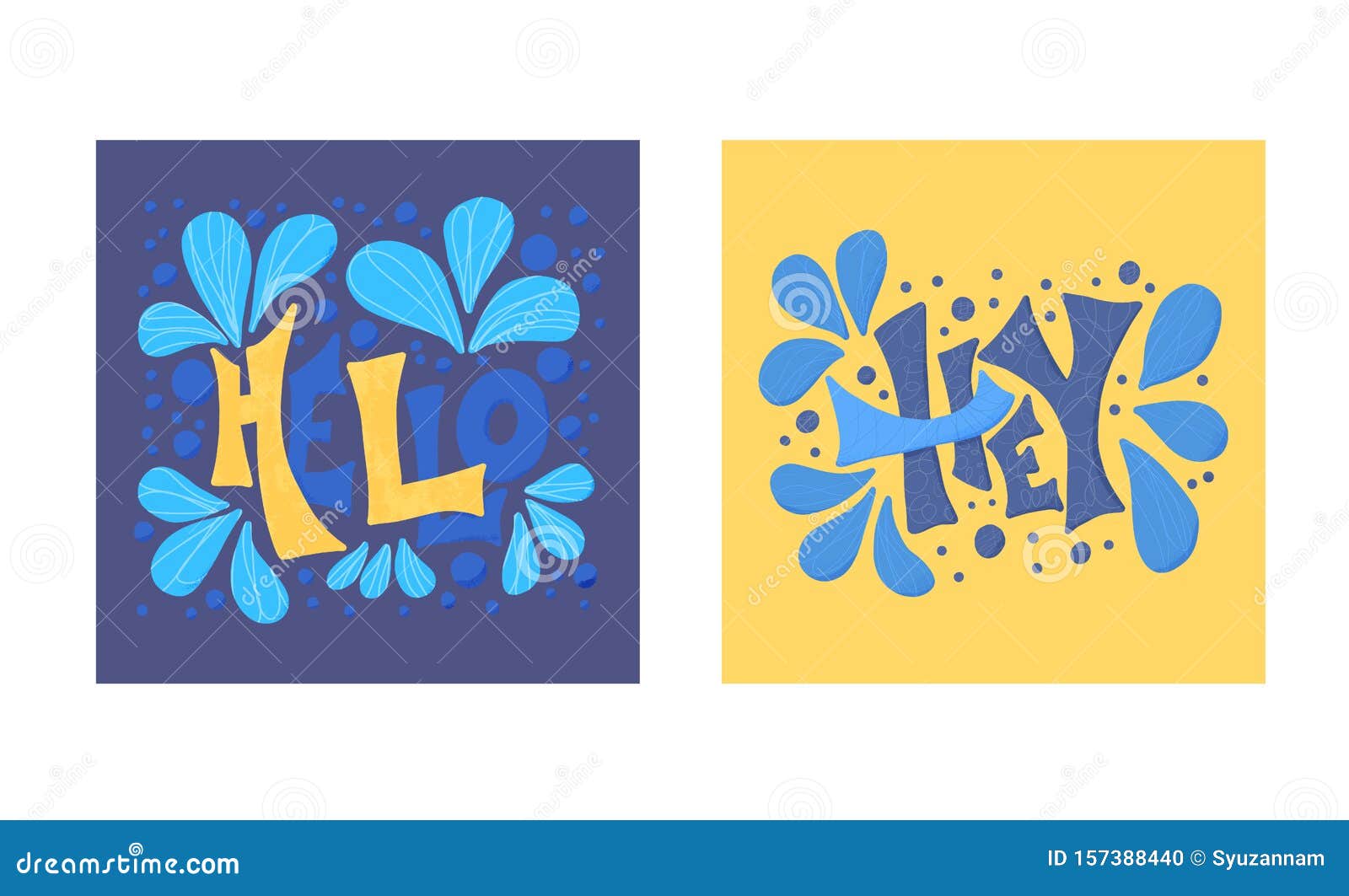 Hello and Hey Word. Vector Stylized Text Poster Stock Vector ...