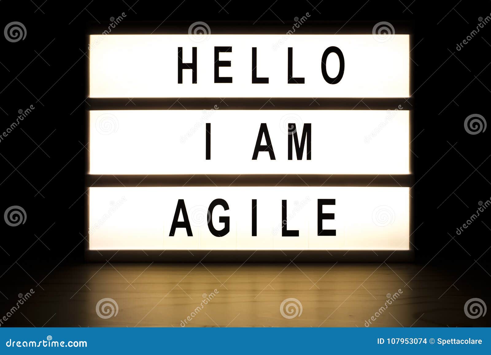 Hello I am Agile Light Box Sign Board Stock Photo - Image of hello ...