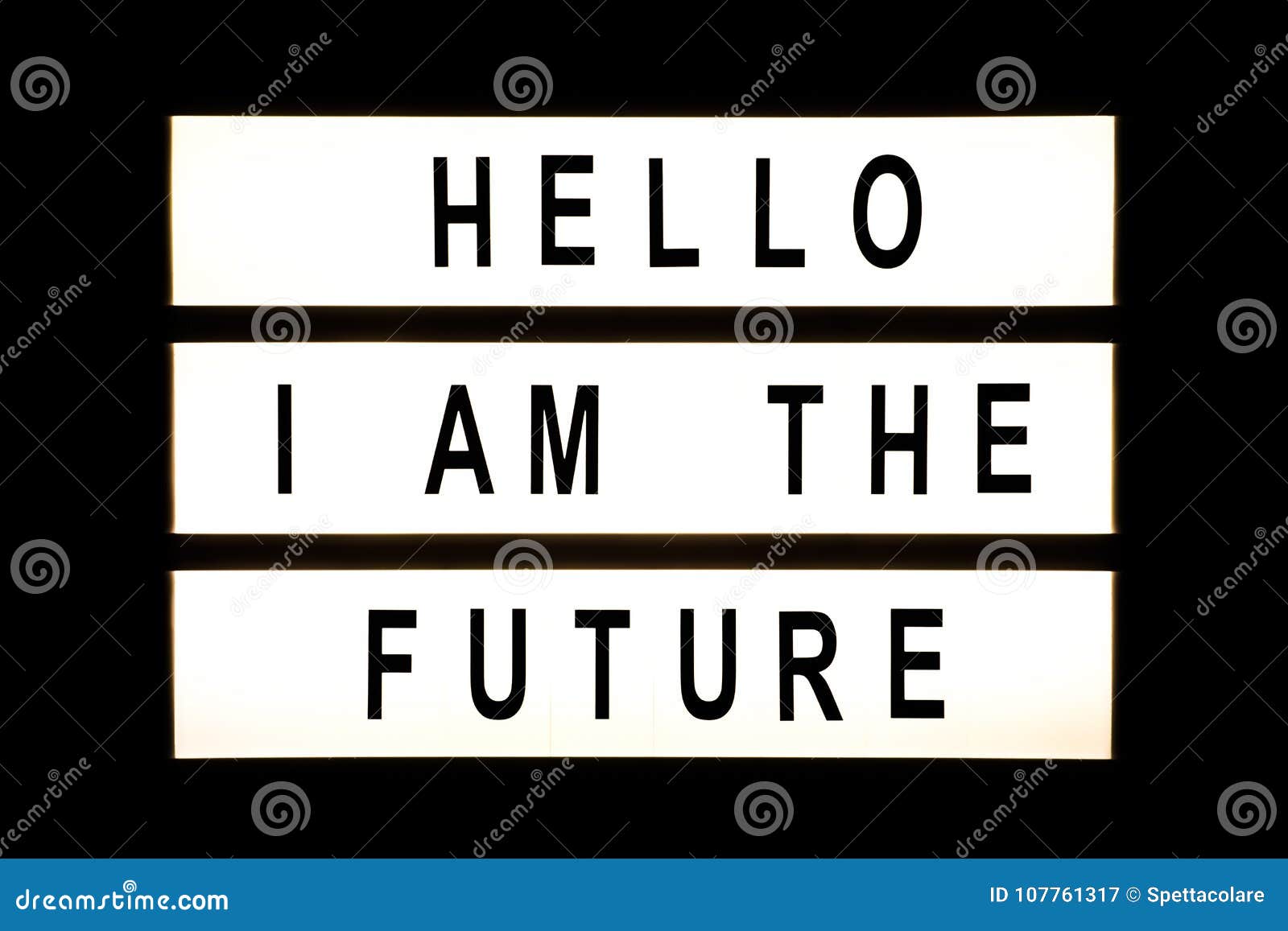 Hello I am the Future Hanging Light Box Stock Image - Image of data ...