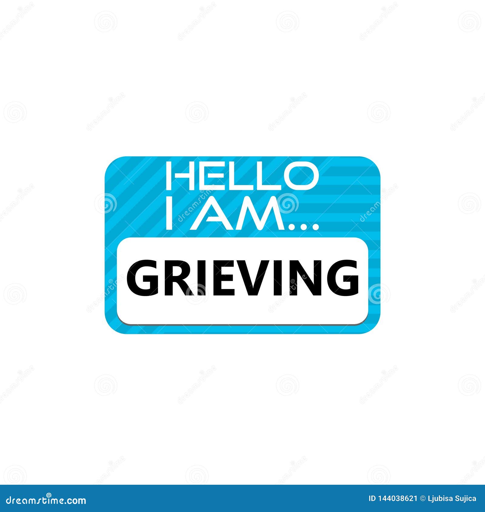 Hello I am Grieving card stock vector. Illustration of name - 144038621