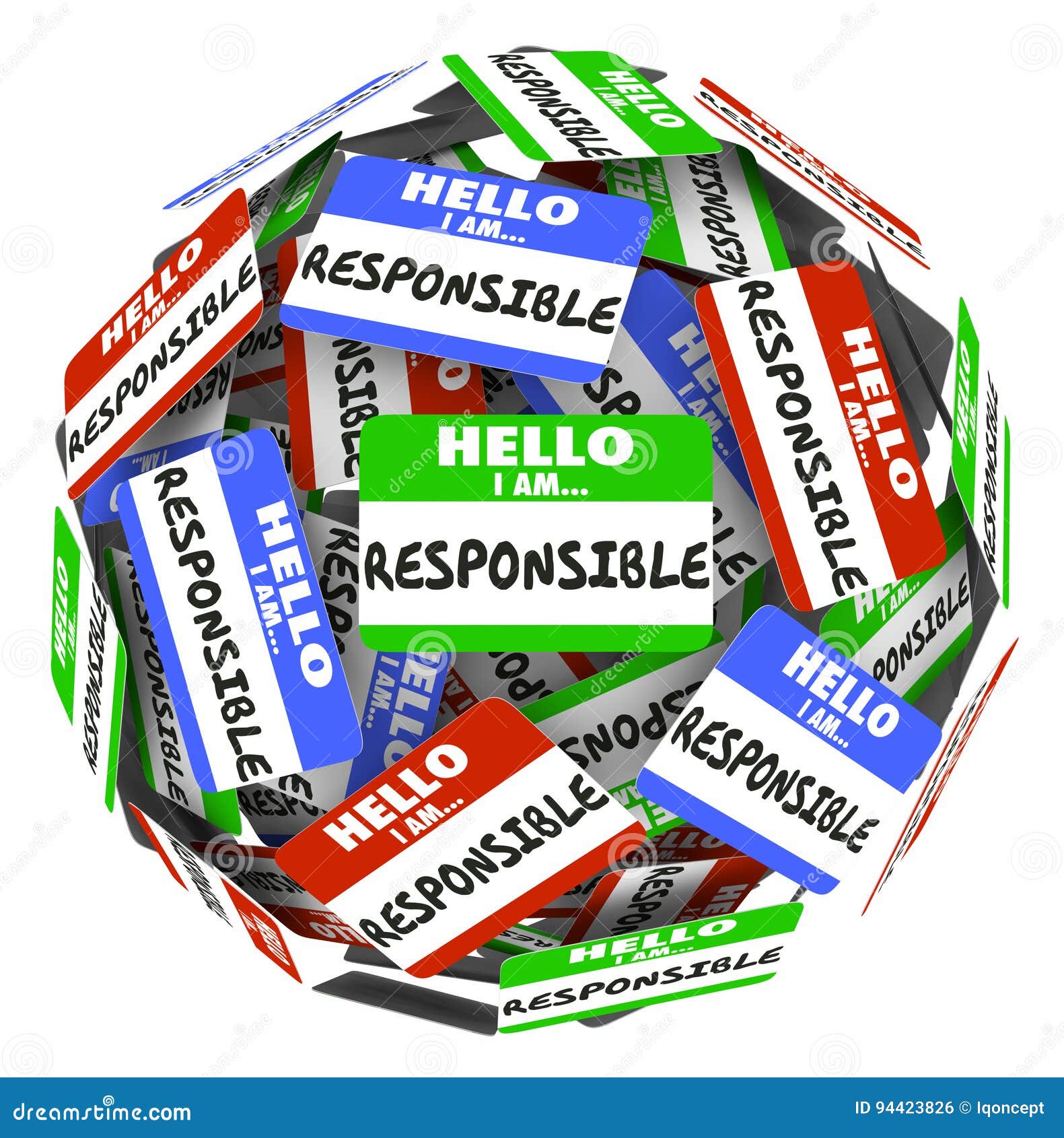 Hello I am Responsible Name Tags Sphere Responsibility 3d Illustration ...