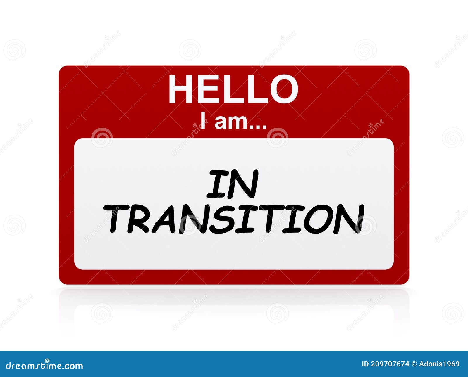 Hello Im In Transition Change Evolving Name Tag Stock Photo ...