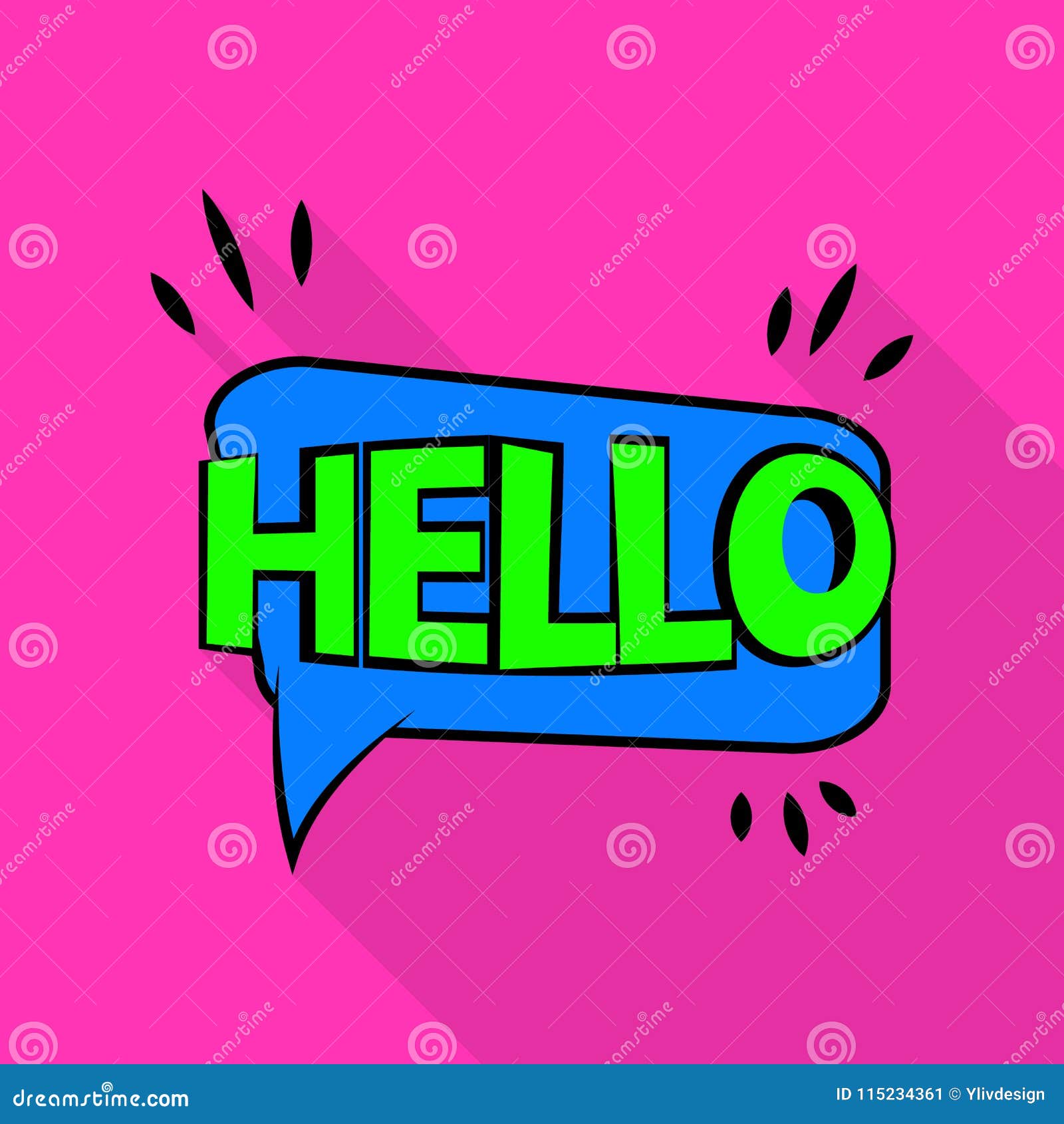 Hello icon, pop art style stock vector. Illustration of banner - 115234361