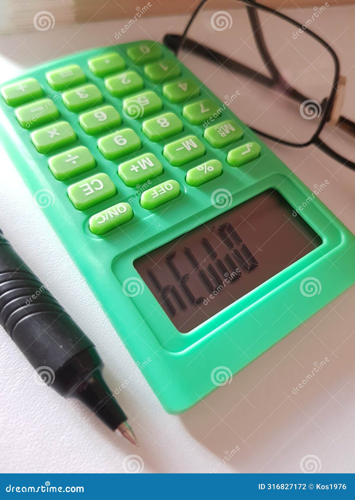HELLO Inscription on the Calculator Screen Stock Photo - Image of ...