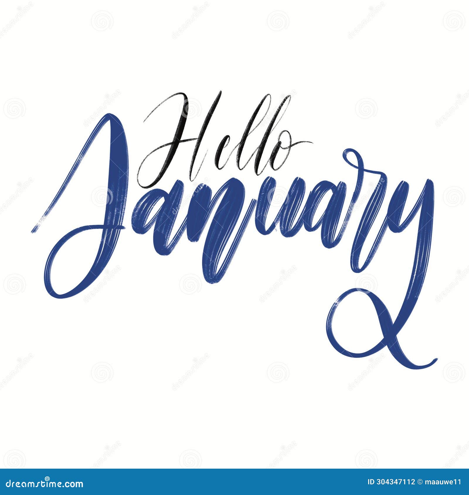 Hello January calligraphy stock illustration. Illustration of writing ...
