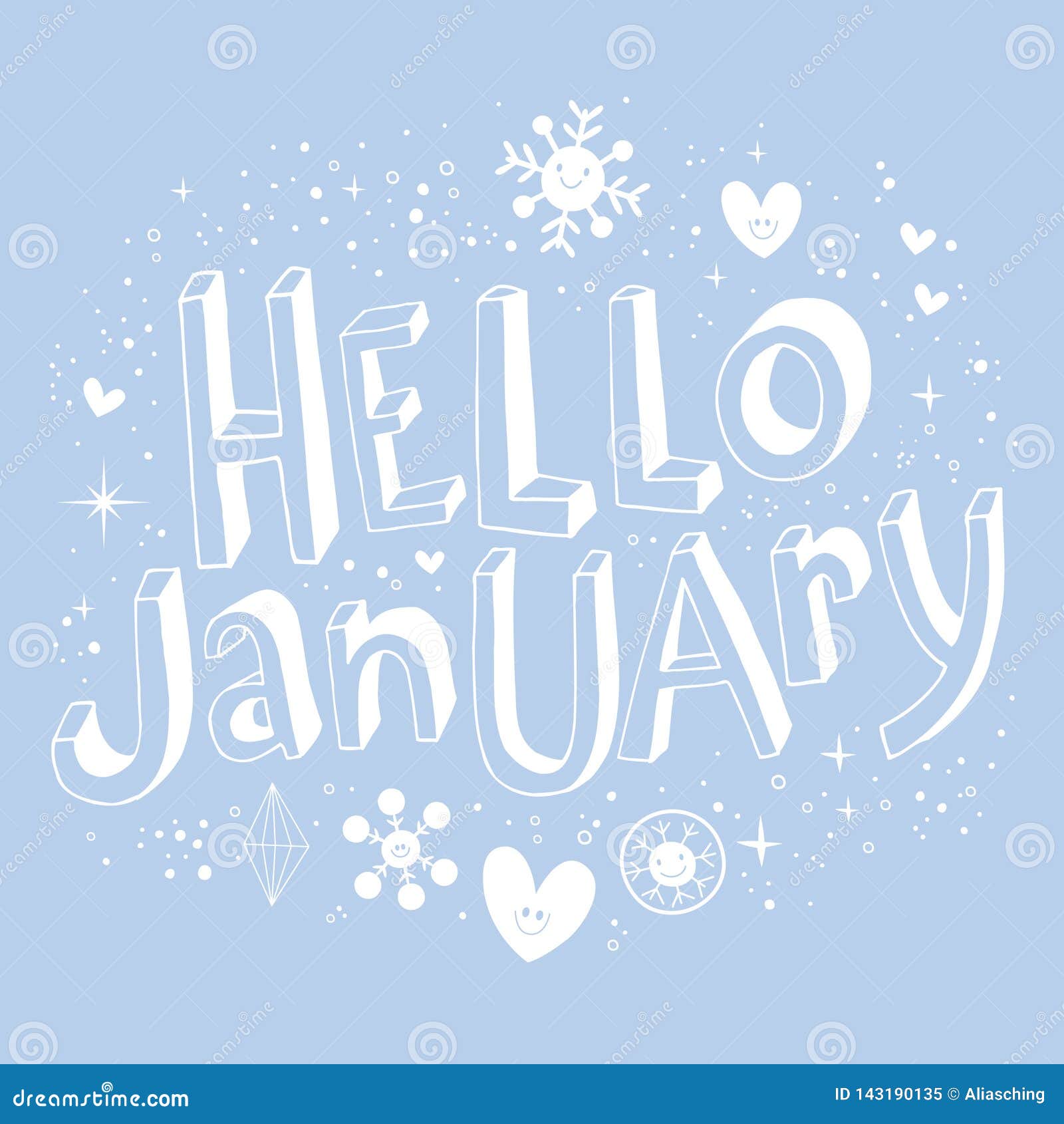 Hello January Clipart Vectors