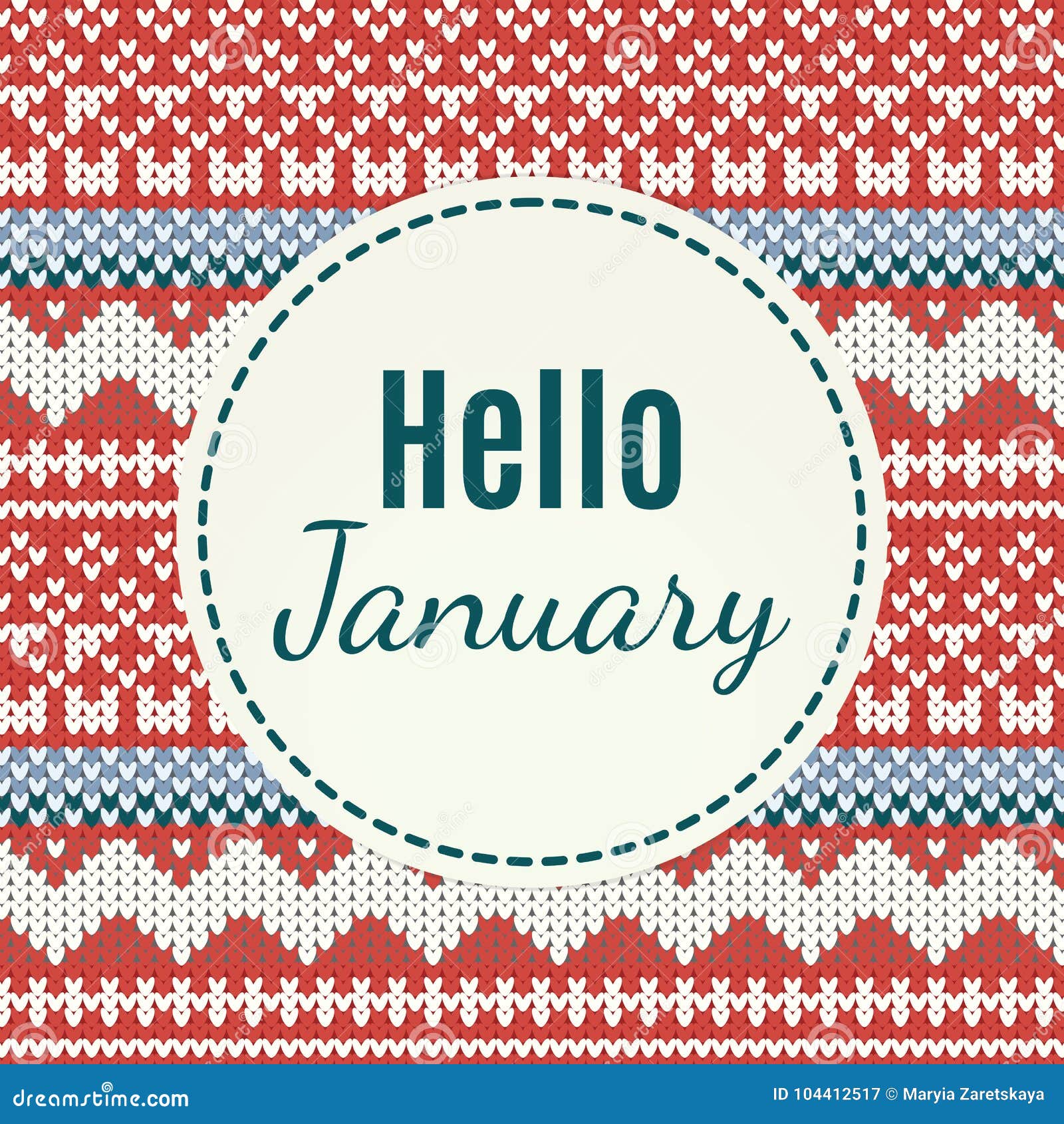 Hello January Lettering on Knitted Background Stock Vector ...