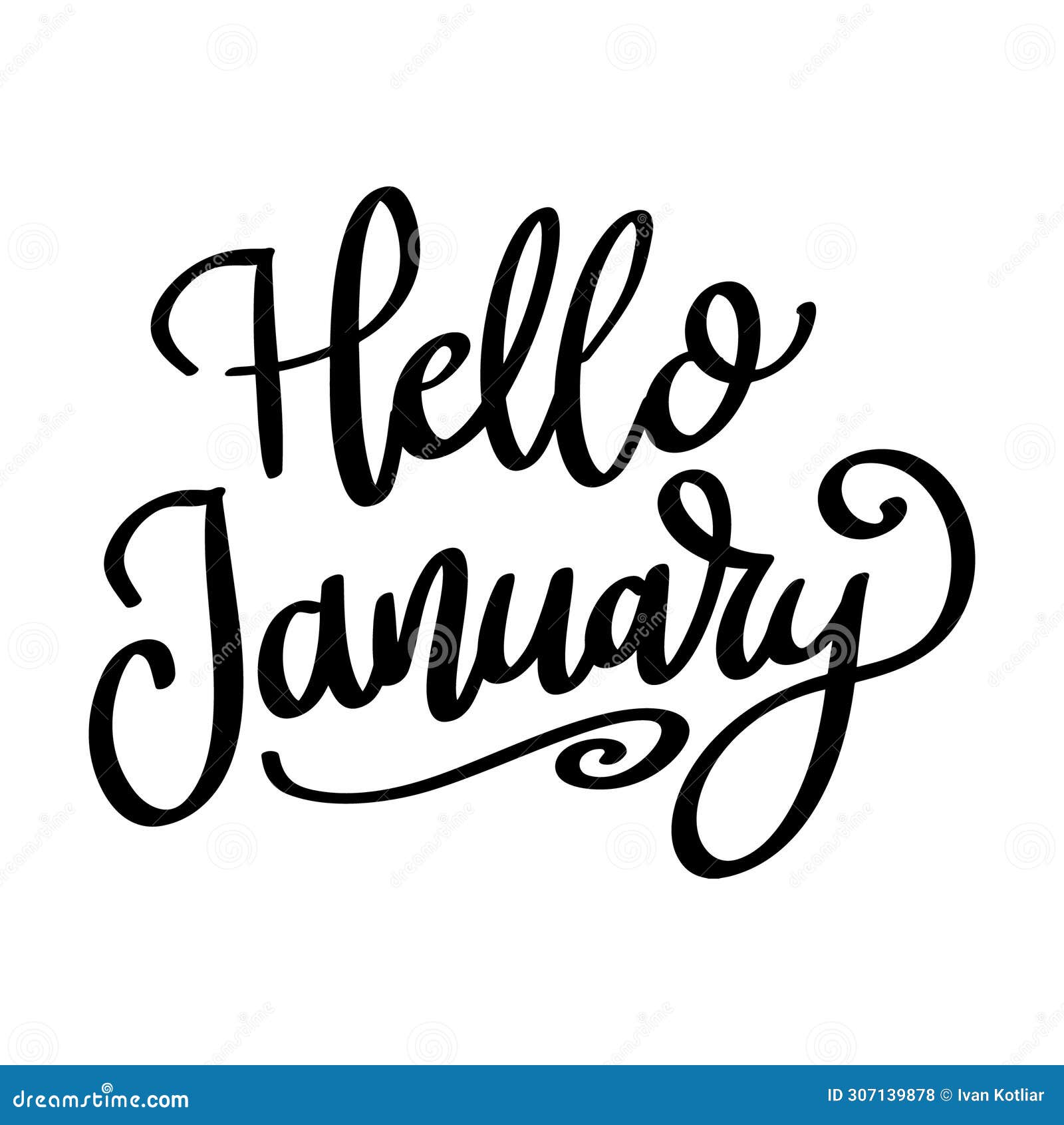 Hello January. Lettering Phrase Isolated on White Stock Vector ...
