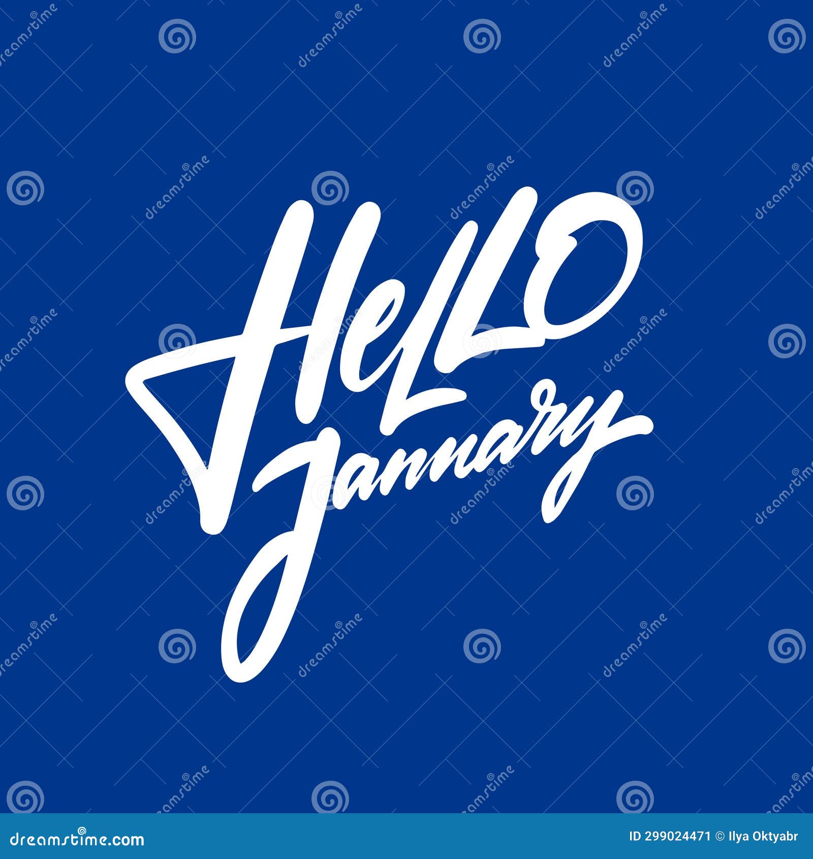 Hello January White Color Calligraphy Script Text. Winter Phrase Sign ...