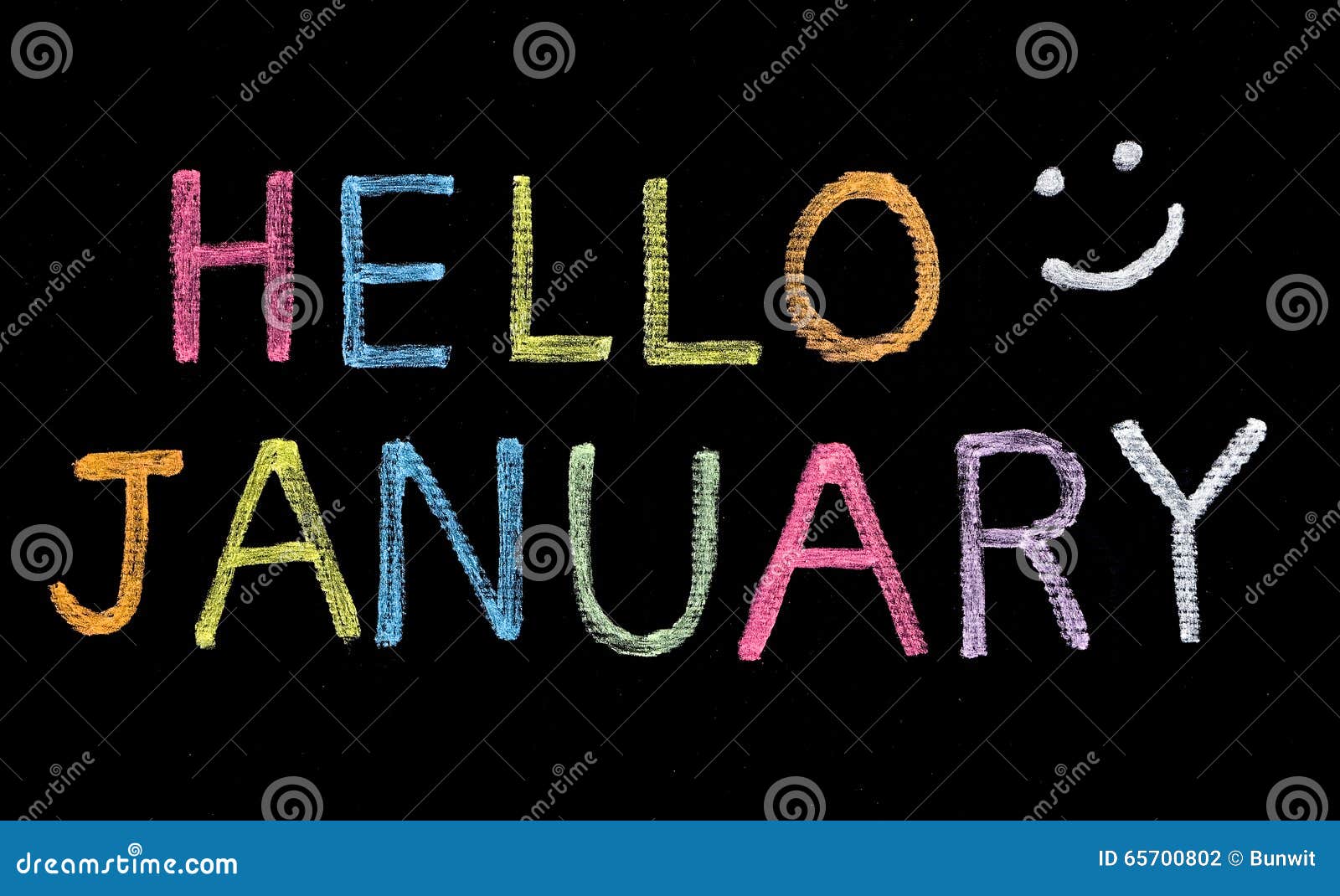 Hello January Written on Blackboard Stock Photo - Image of chalk, text ...