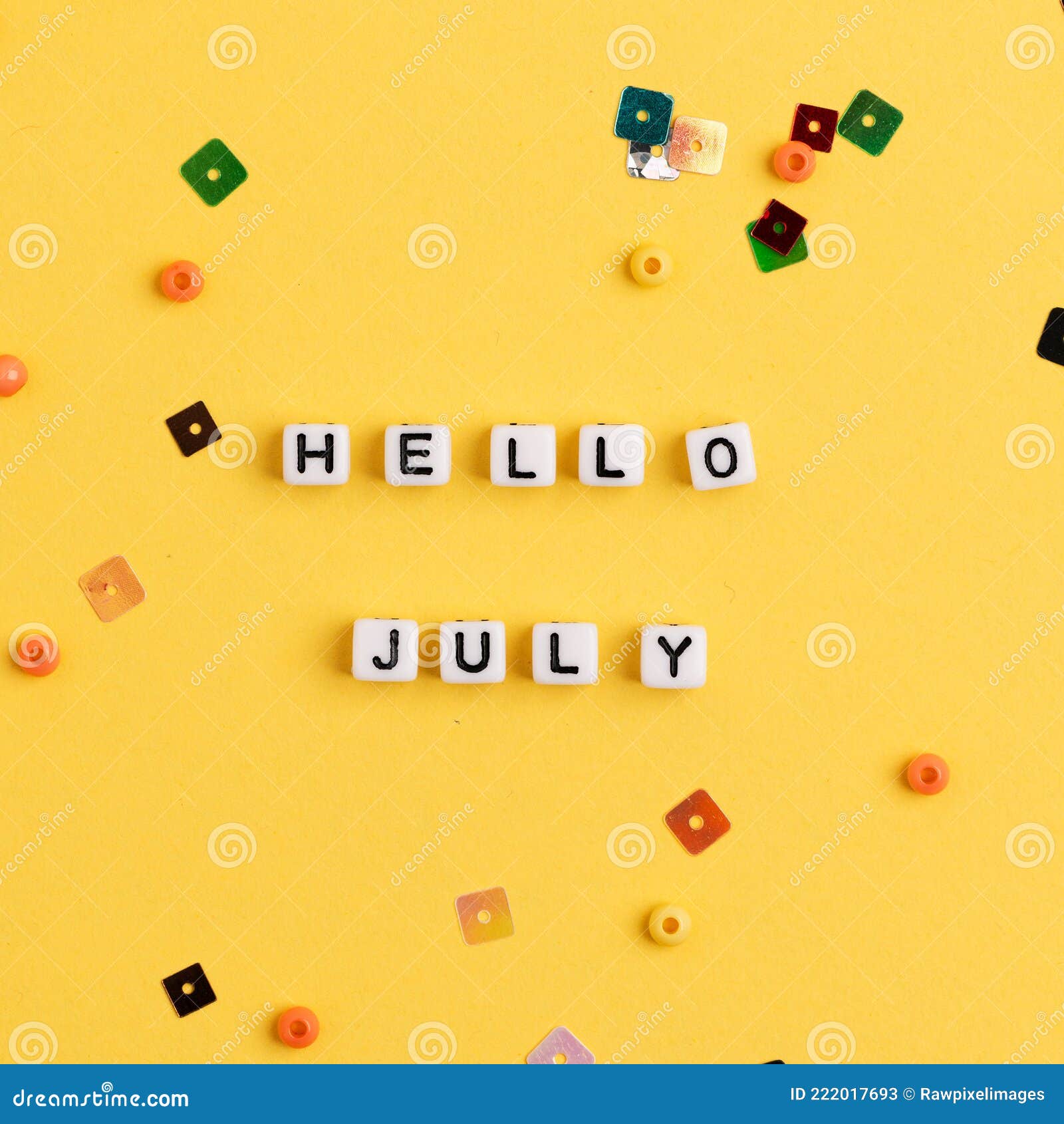 Hello July Alphabet Letters On Pink Glitter Background Stock ...