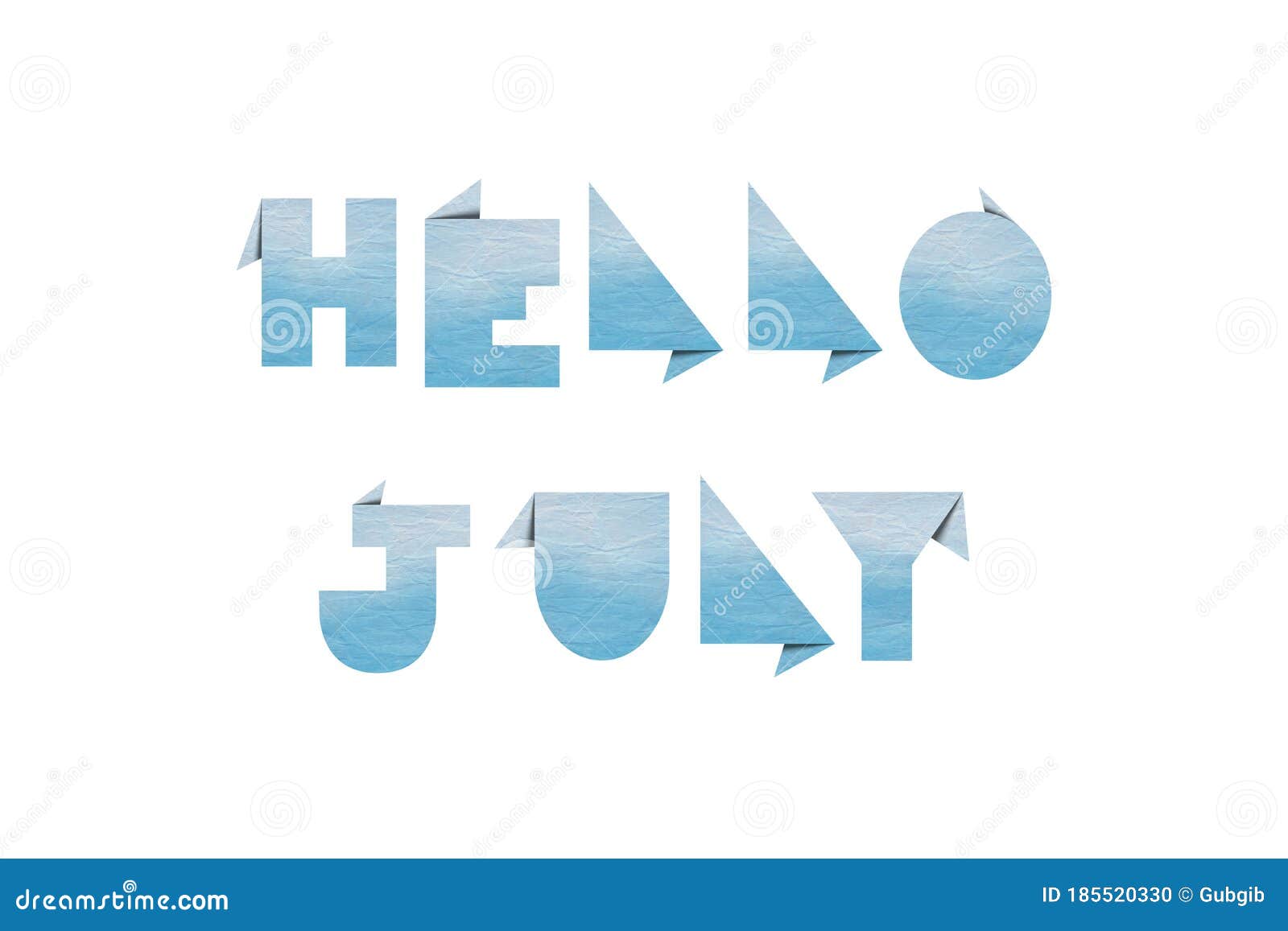 Hello July with Blue Origami Paper on White Background Stock ...