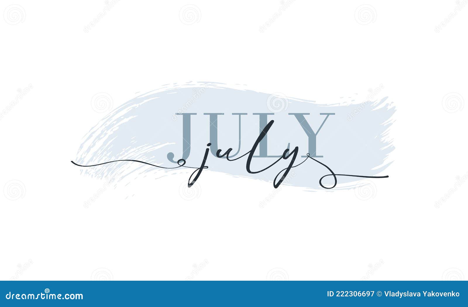 Hello July Card. One Line. Lettering Poster With Text July. Vector EPS ...