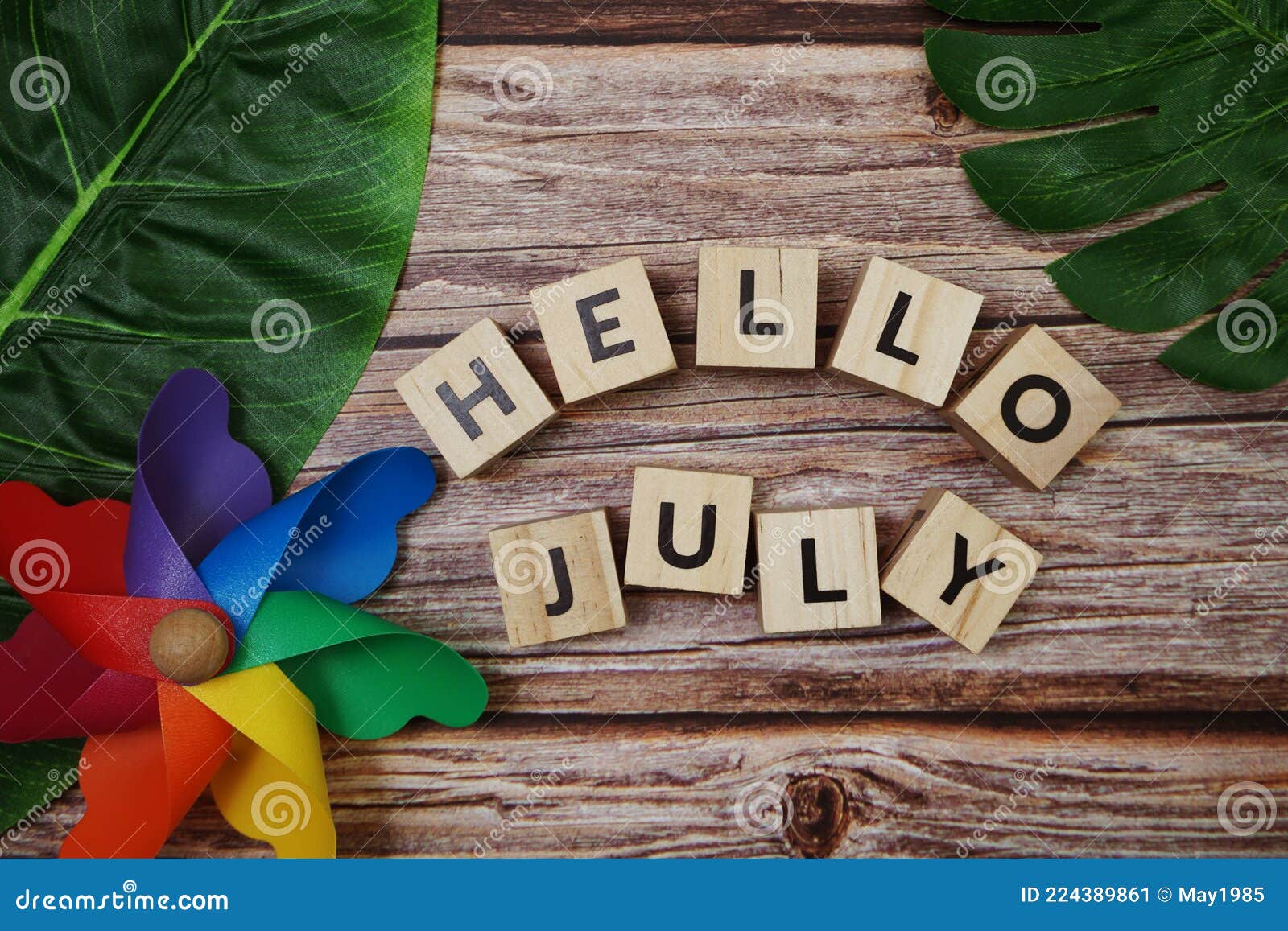 Hello July Message Alphabet Letter on Wooden Background Stock Image ...