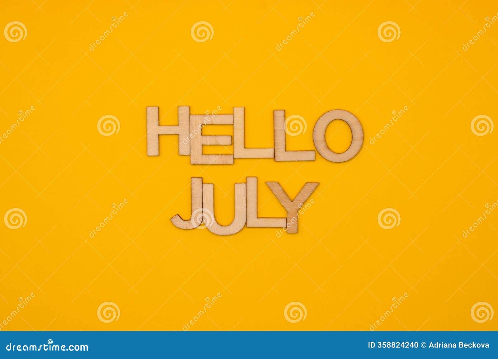 Hello july write stock photo. Image of yellow, hello - 358824240