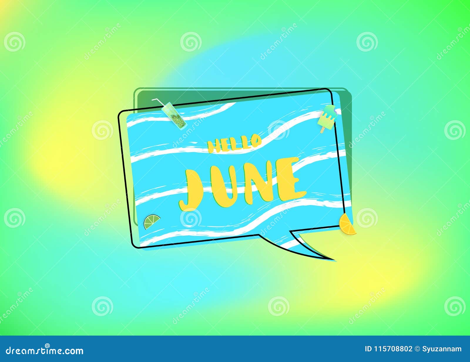 Hello June Banner. Vector Illustration. Stock Vector - Illustration of ...