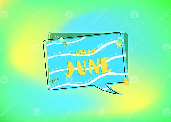 Hello June Banner. Vector Illustration. Stock Vector - Illustration of ...