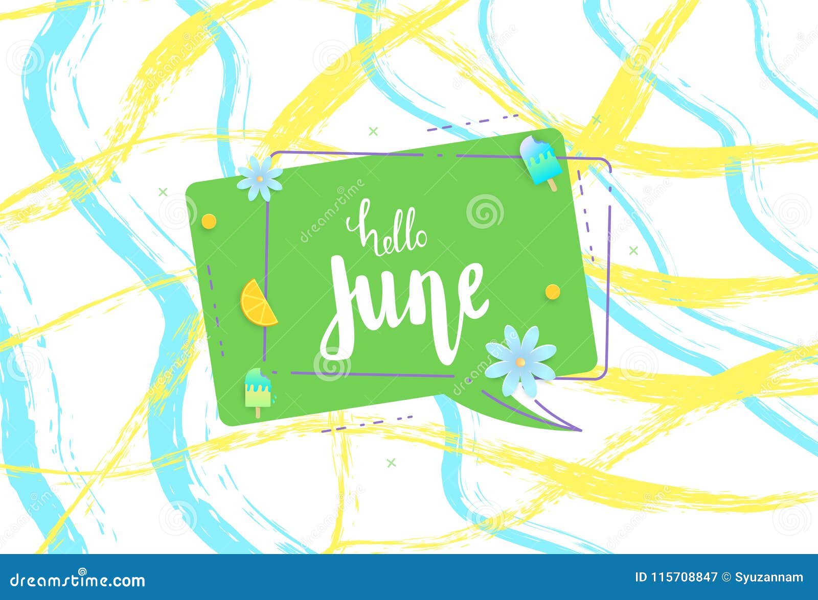 Hello June Banner. Vector Illustration. Stock Vector - Illustration of ...