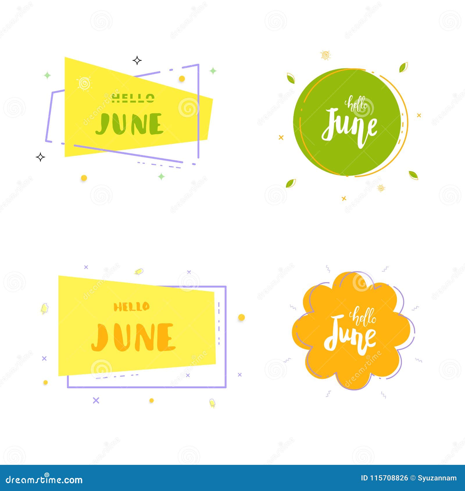 Hello June Banner. Vector Illustration. Stock Vector - Illustration of ...