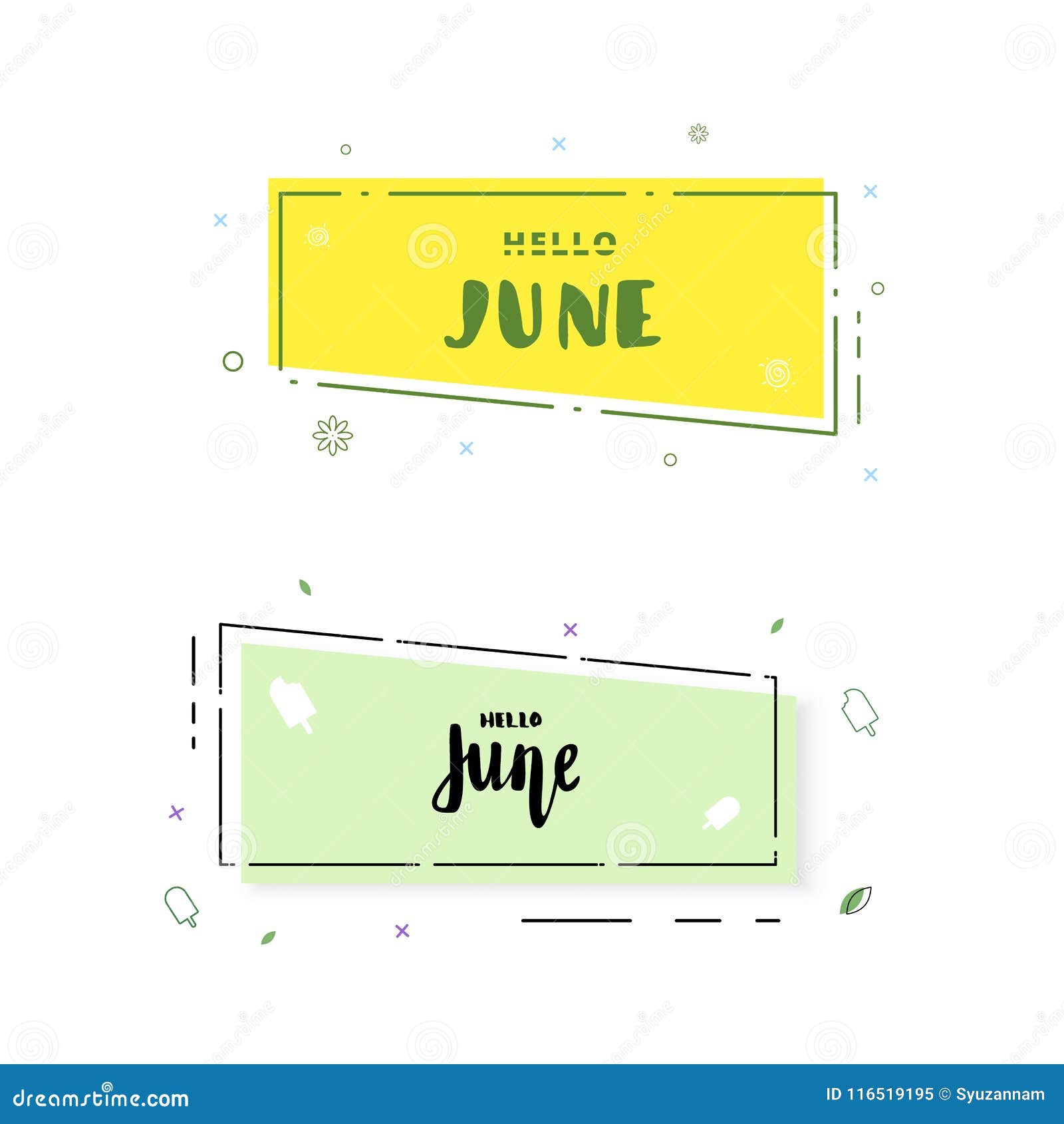 Hello June Banner. Vector Illustration. Stock Vector - Illustration of ...