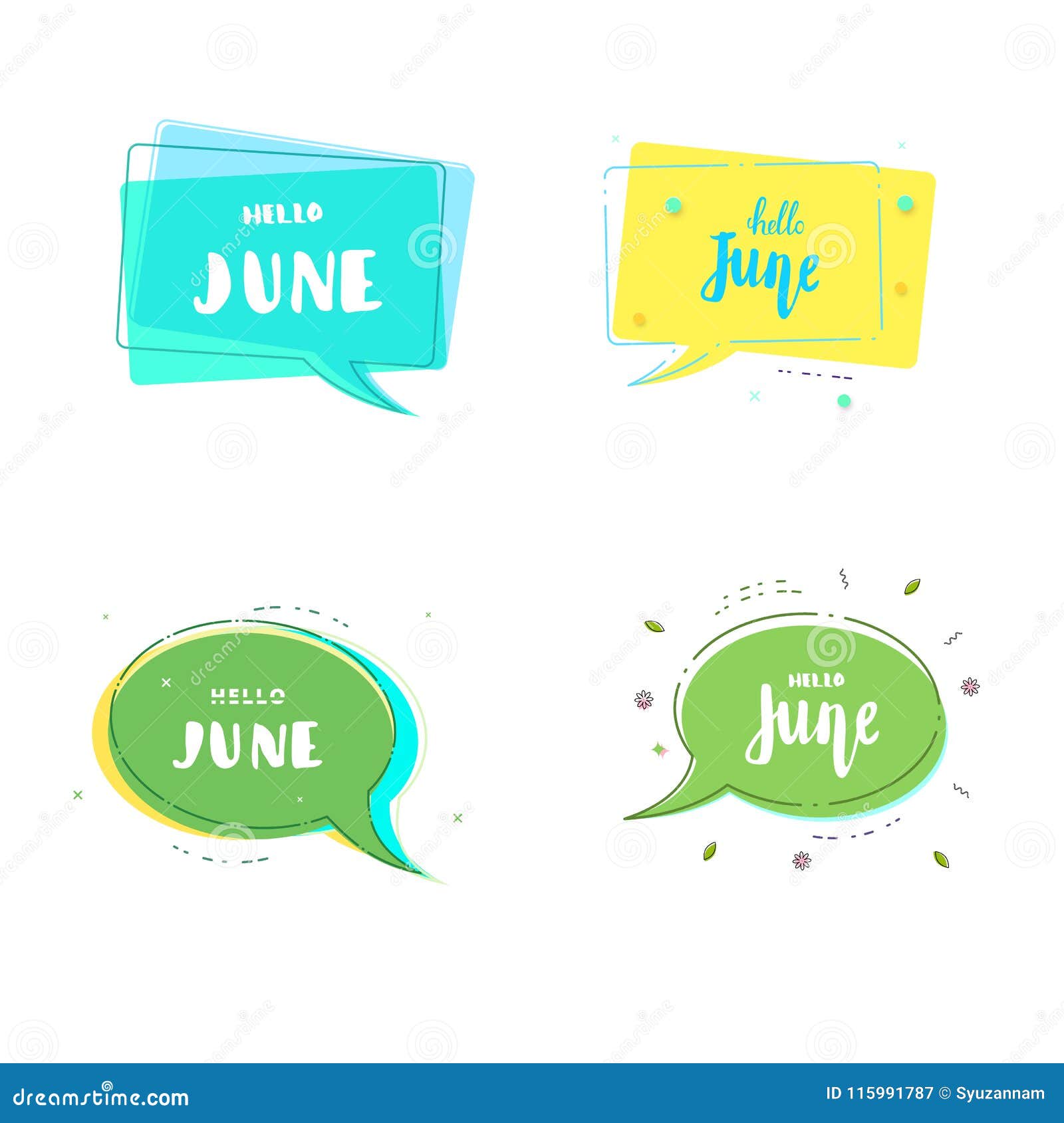 Hello June Banners. Vector Illustration. Stock Vector - Illustration of ...