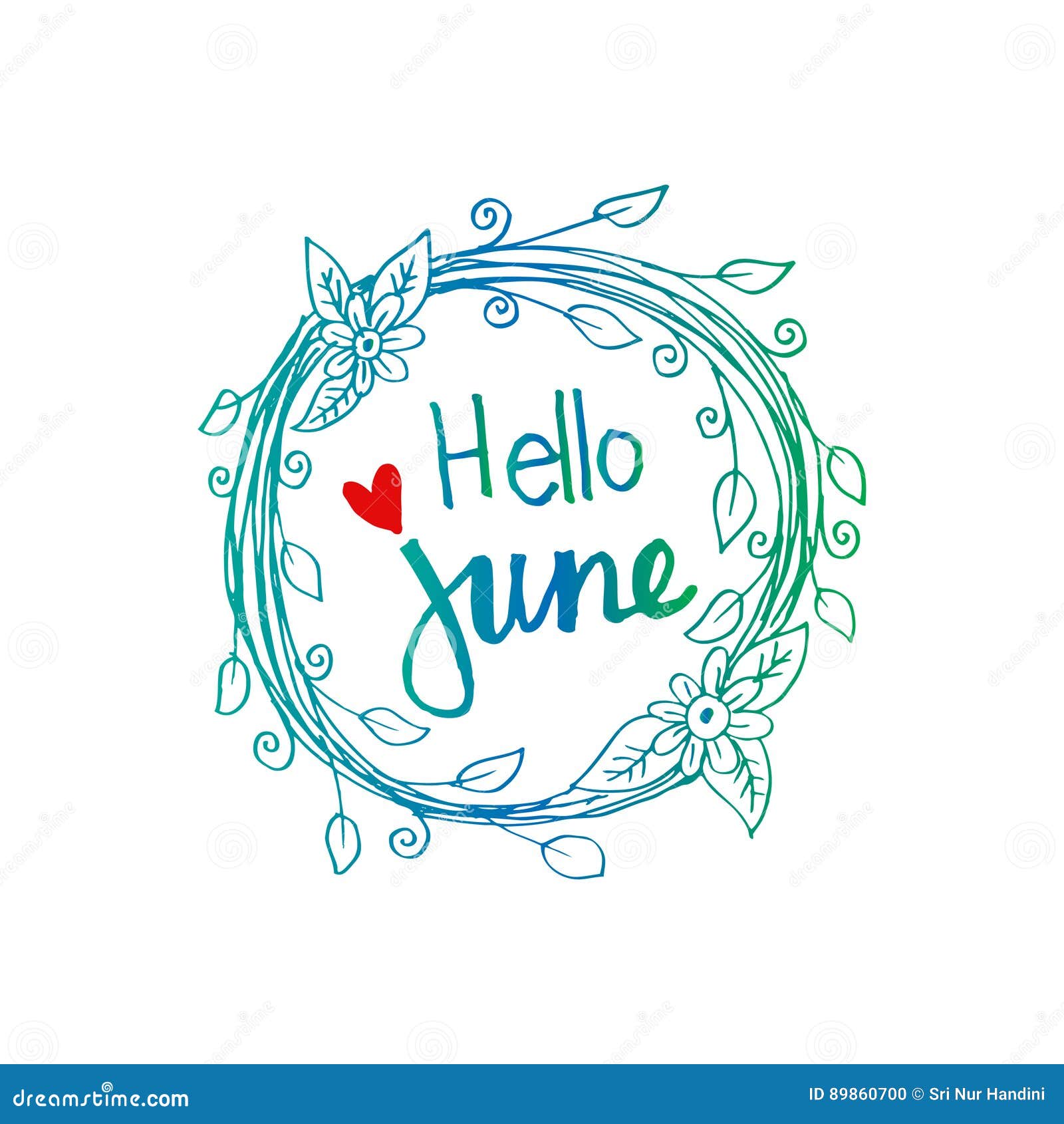 Hello june stock vector. Illustration of greeting, positive - 89860700