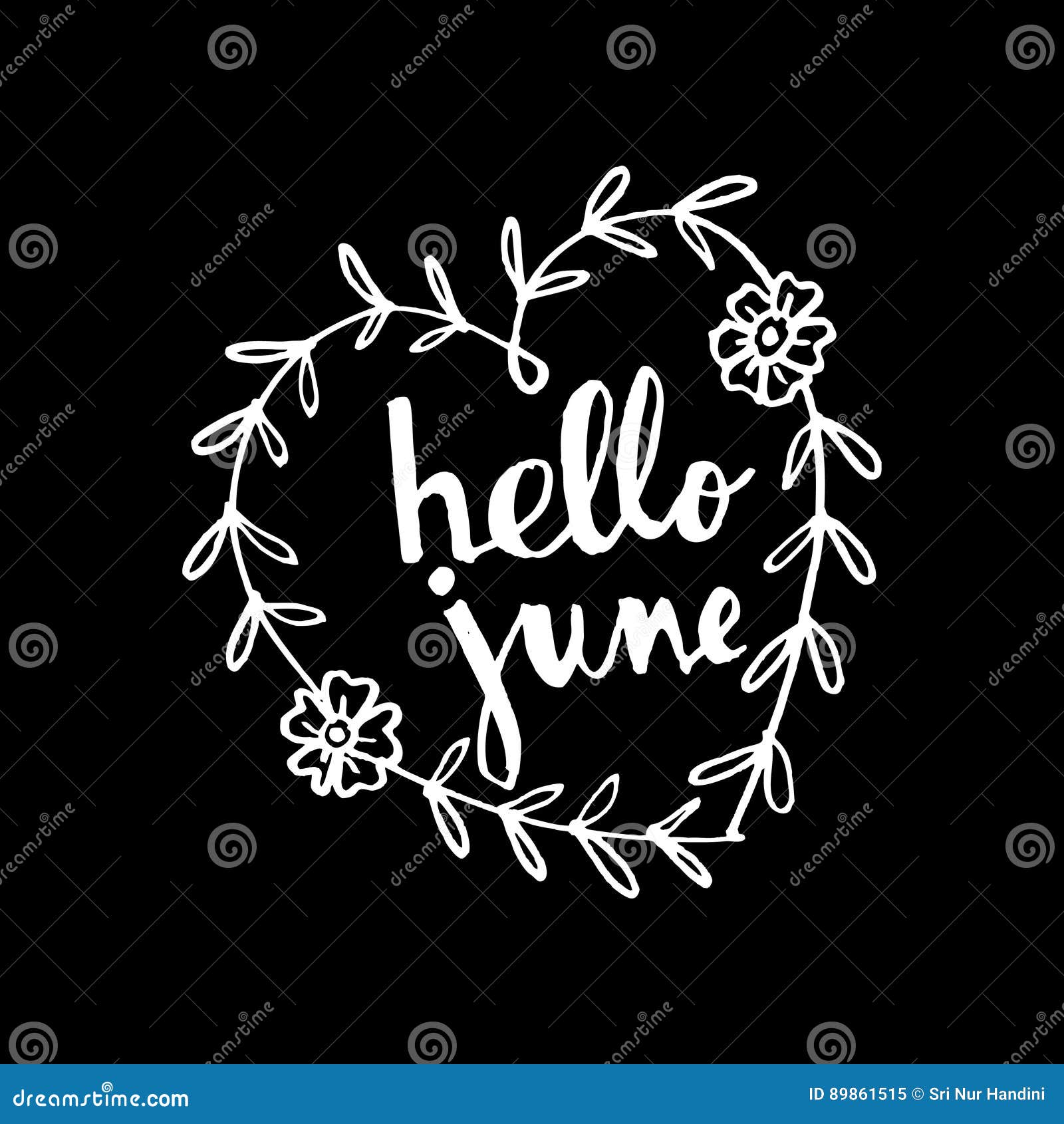 Hello june stock illustration. Illustration of hand, flower - 89861515