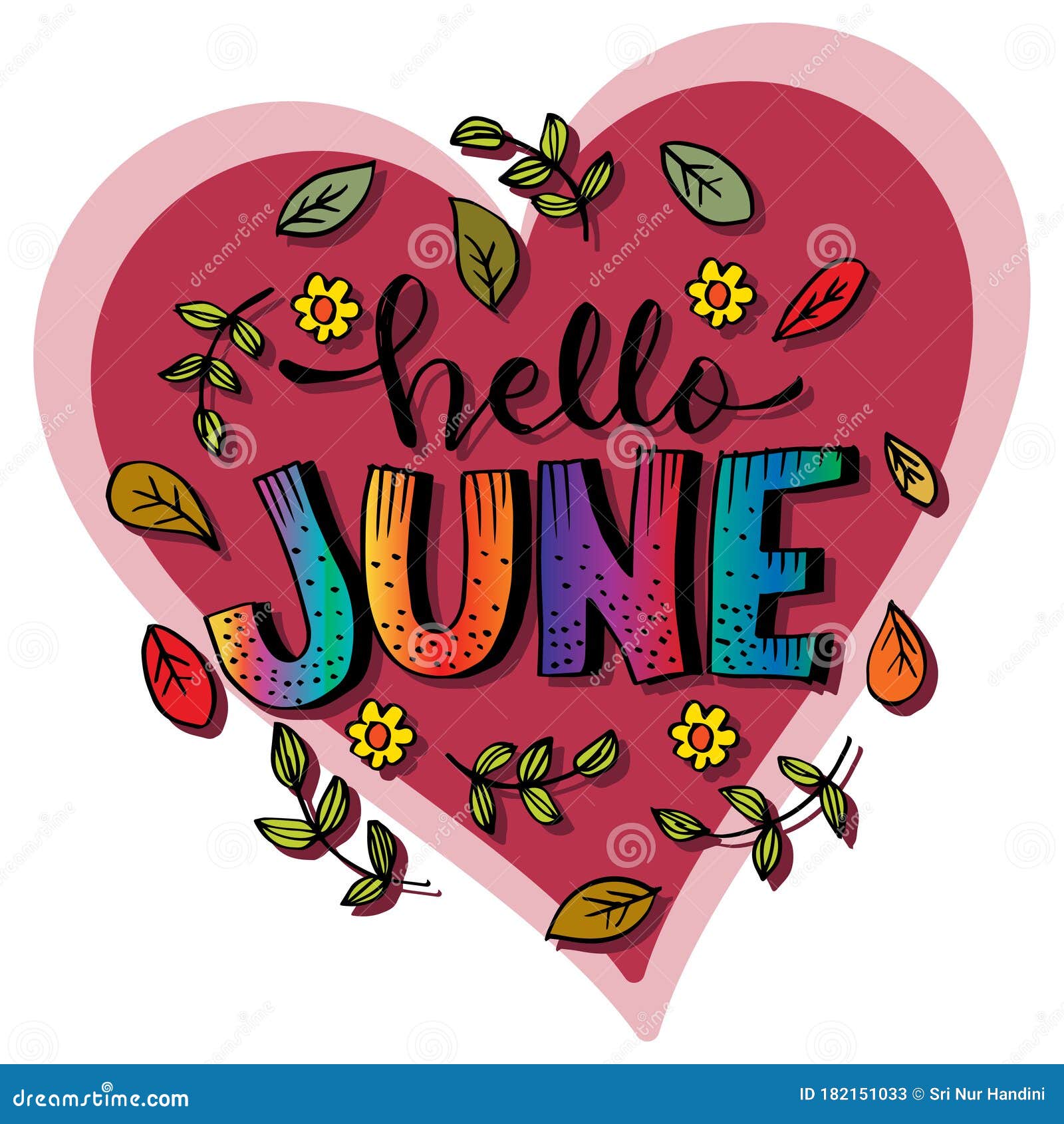 Hello June hand lettering. stock vector. Illustration of element ...