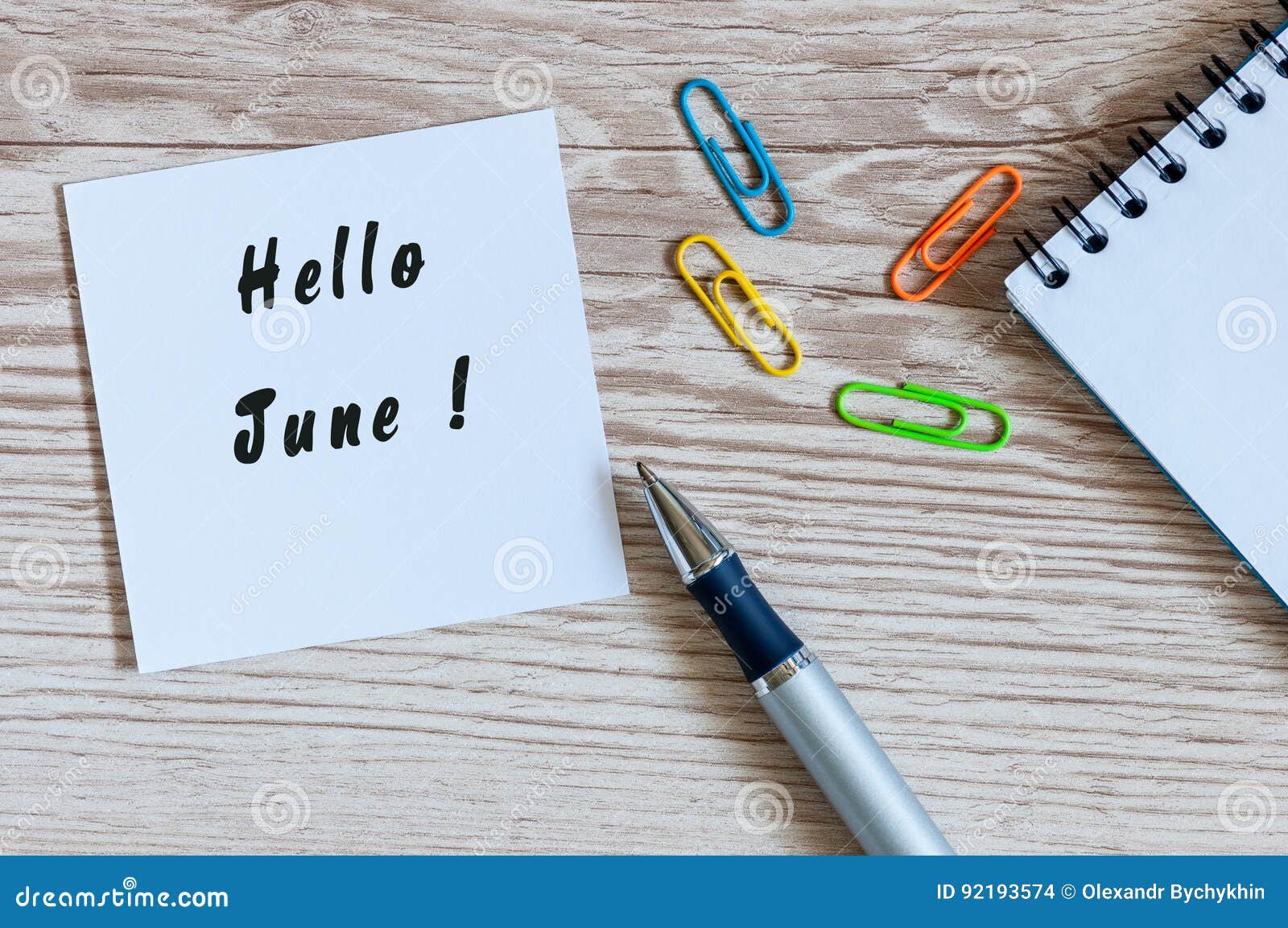 Hello June - Notice at Home or Office Workplace. First Summer Month ...