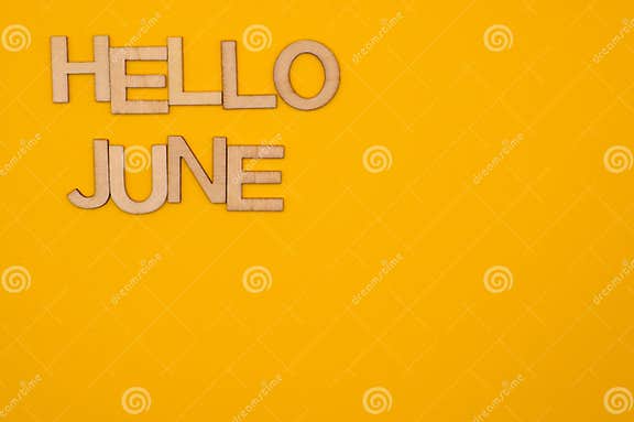 Hello june text stock photo. Image of cartoon, poster - 358824184