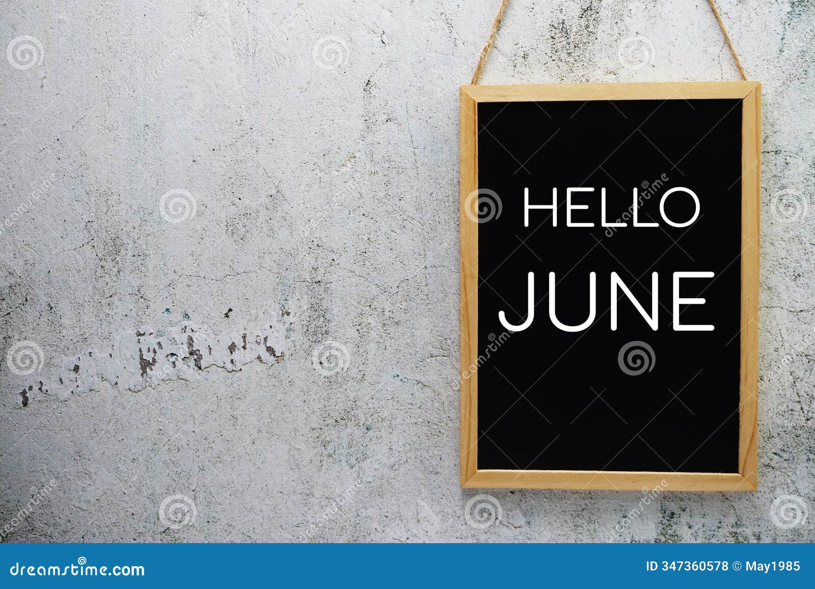 Hello June Typography Text on Blackboard Hanging Against on the Wall ...