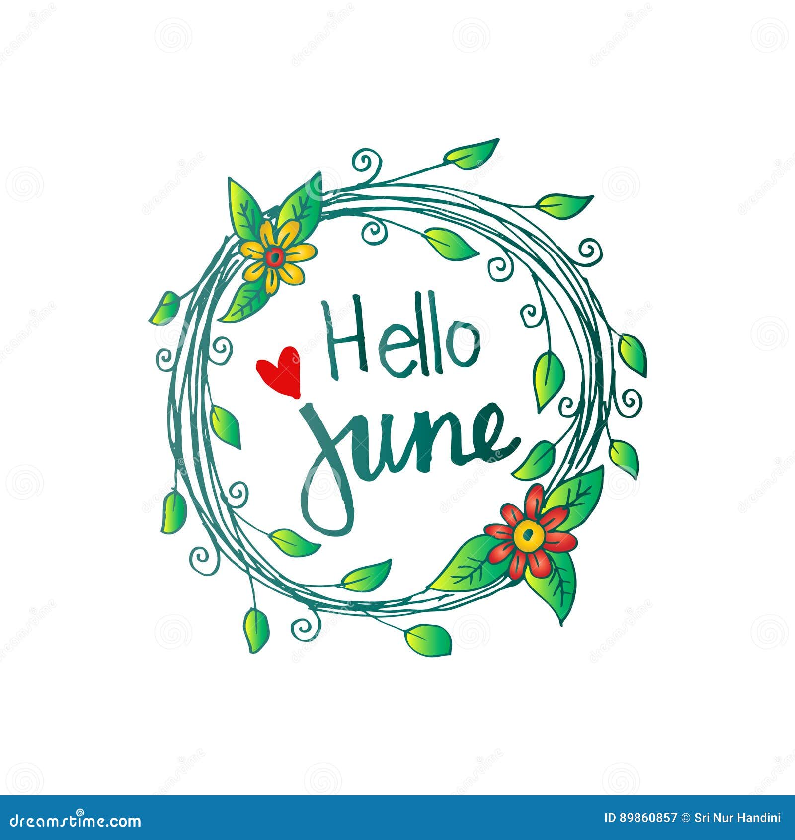 Hello Juni stock illustratie. Illustration of kalligrafie - 89860857