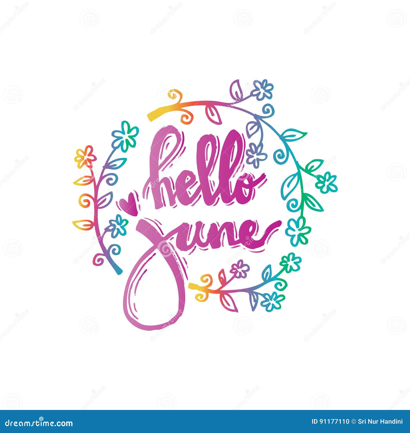 Hello Juni stock illustratie. Illustration of bericht - 91177110