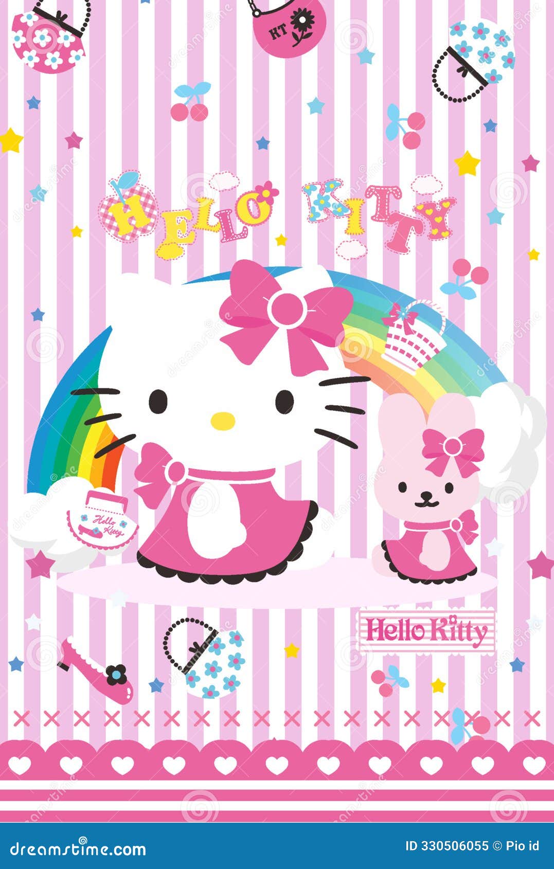 Hello Kitty Vector Wallpaper Printable Stock Illustration ...