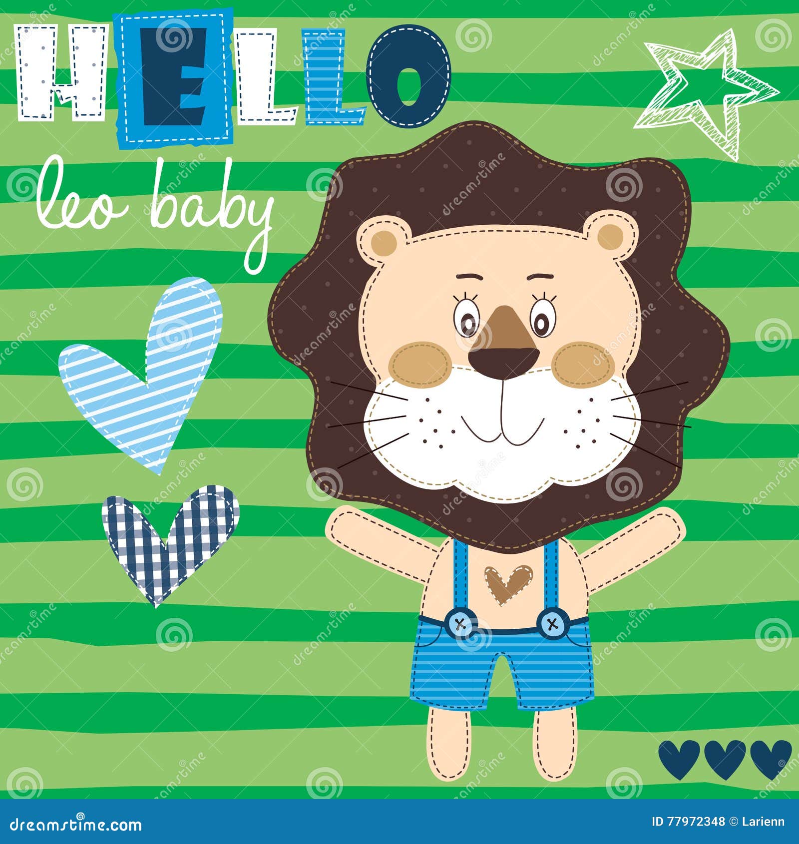 Hello Leo Baby Vector Illustration Stock Vector - Illustration of ...
