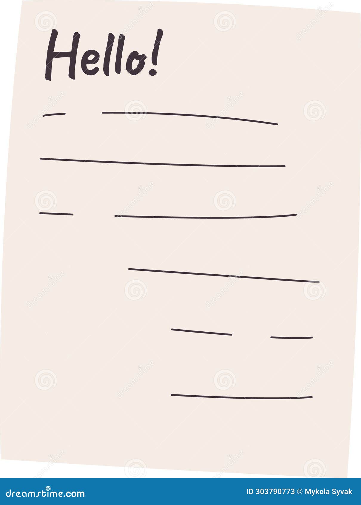 Hello Letter Sheet stock illustration. Illustration of concept - 303790773
