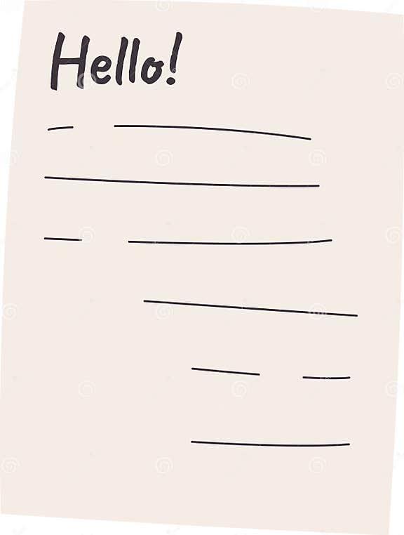 Hello Letter Sheet stock illustration. Illustration of concept - 303790773
