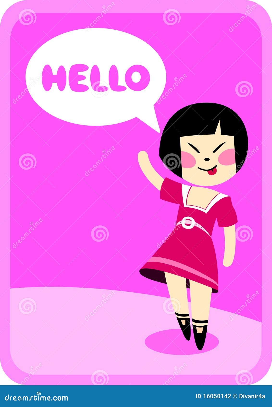 Hello from little girl stock illustration. Illustration of girl - 16050142