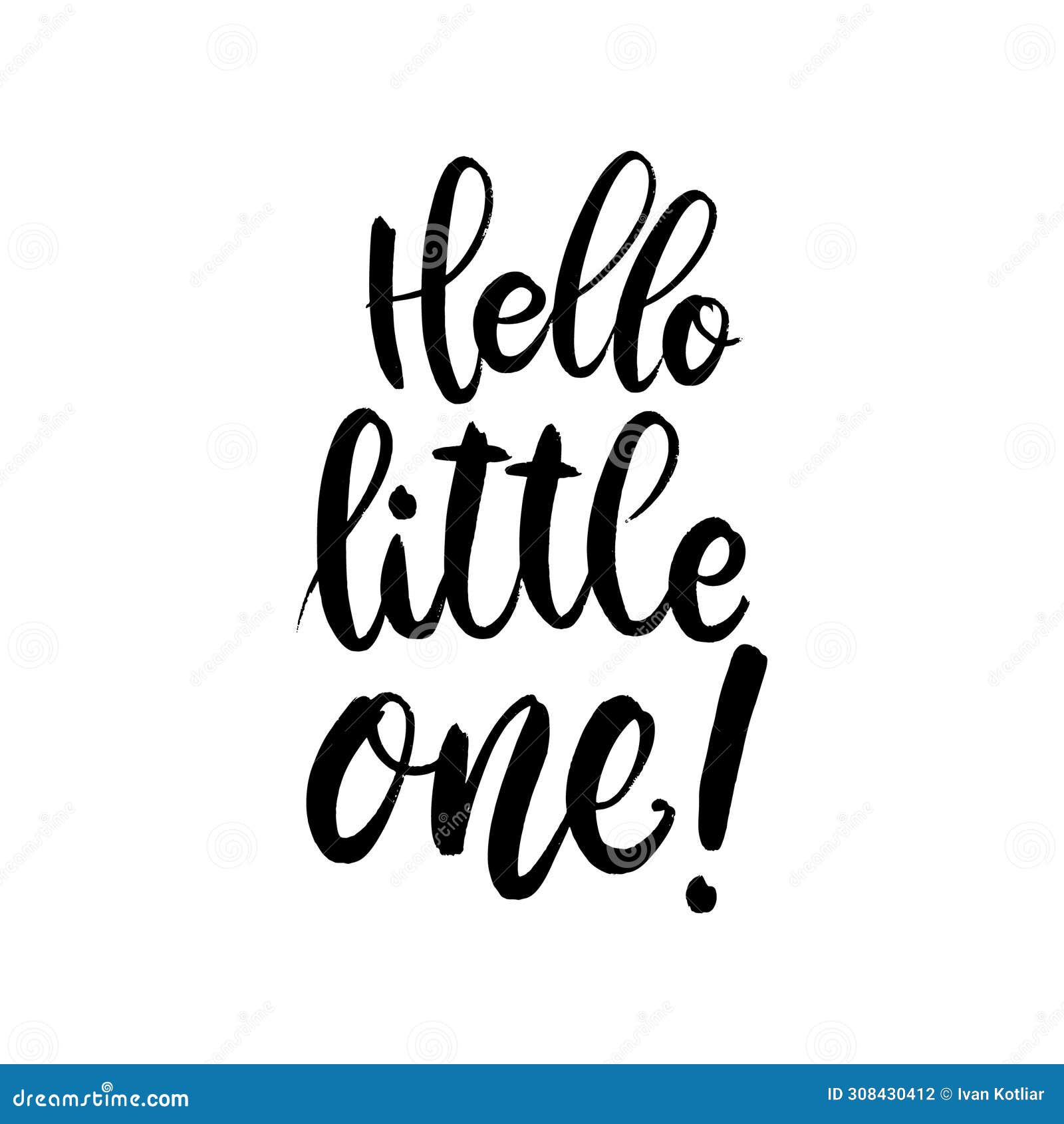 Hello Little One. Lettering Phrase Isolated on White Stock Vector ...