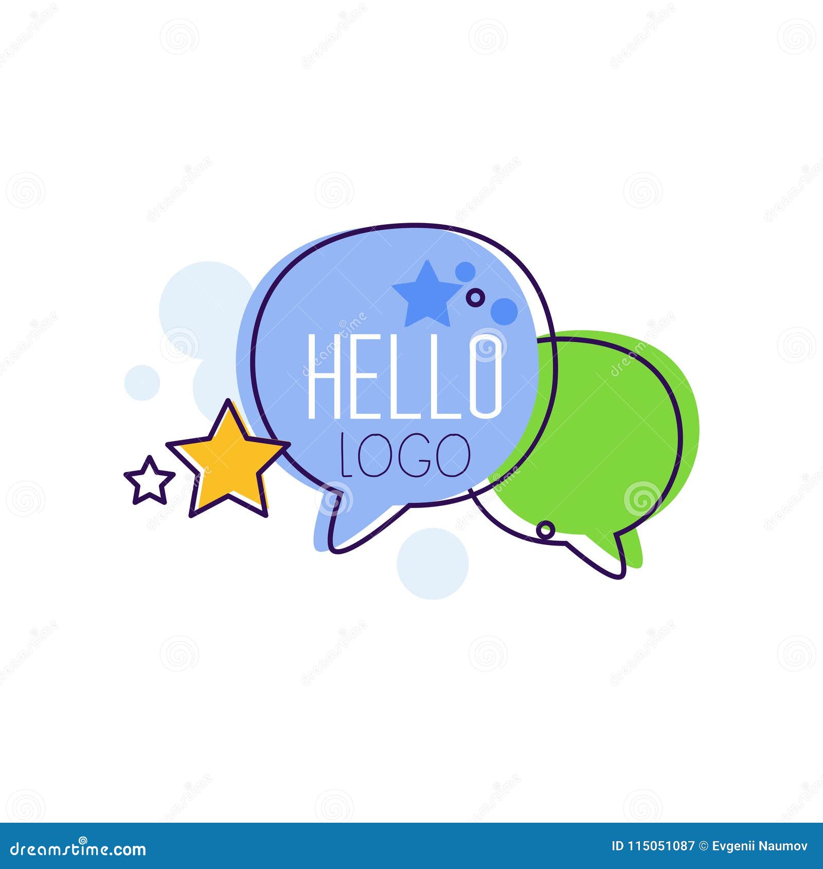 Hello Logo, Bright Emblem with Hello Word and Message Bubbles Vector ...