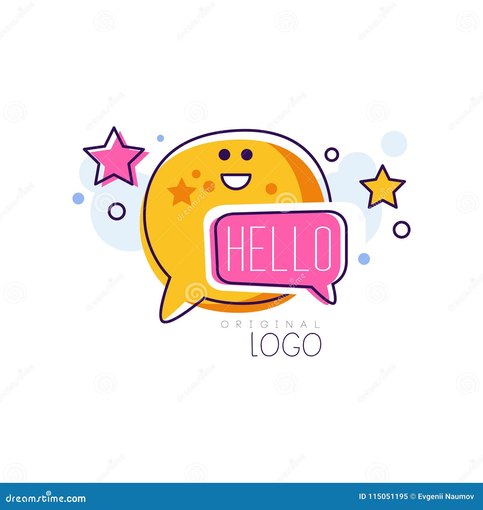 Hello Logo, Colorful Emblem with Hello Word and Message Bubbles Vector ...