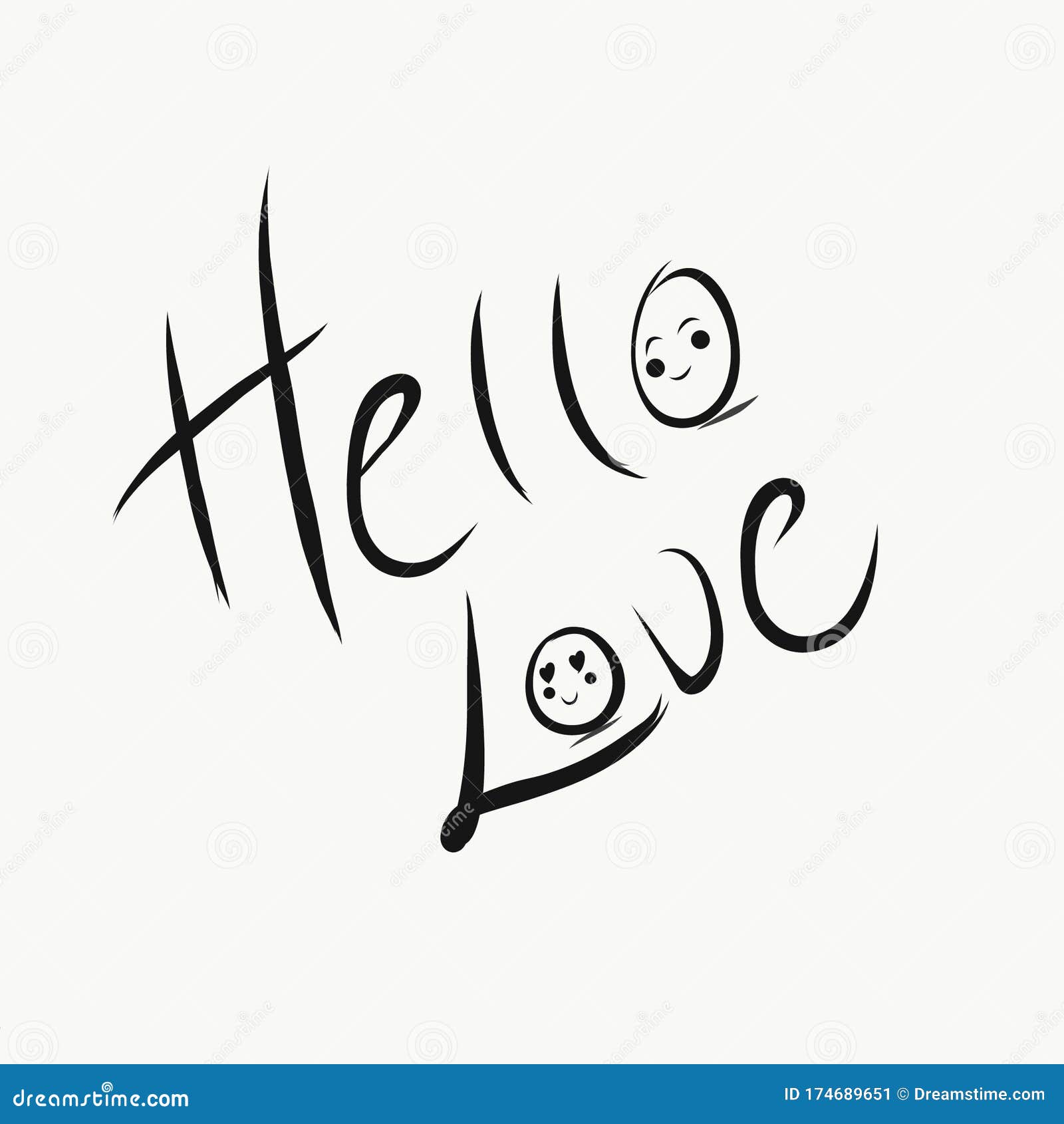 Hello love text saying art stock illustration. Illustration of hello ...